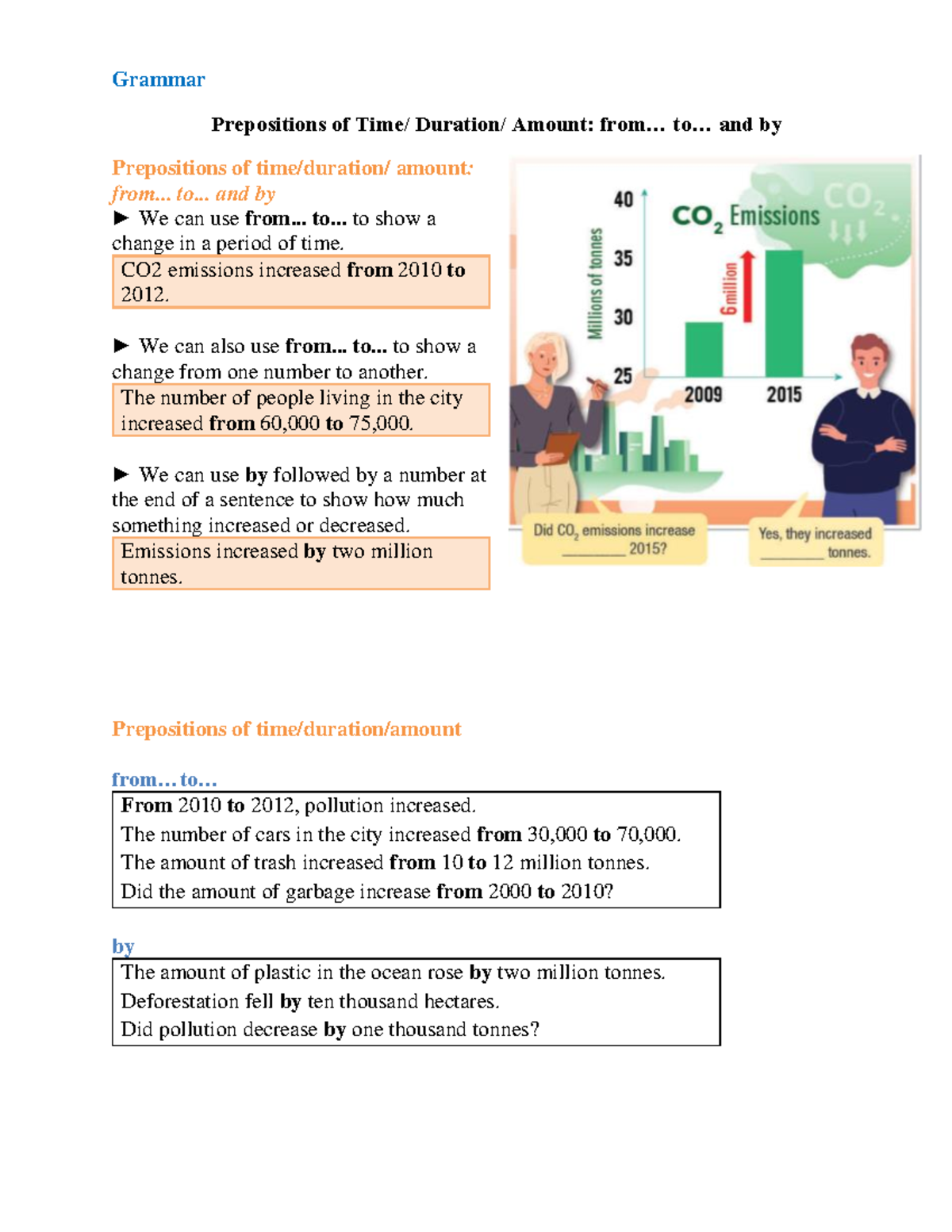From to and by - From to and by - Grammar Prepositions of Time ...