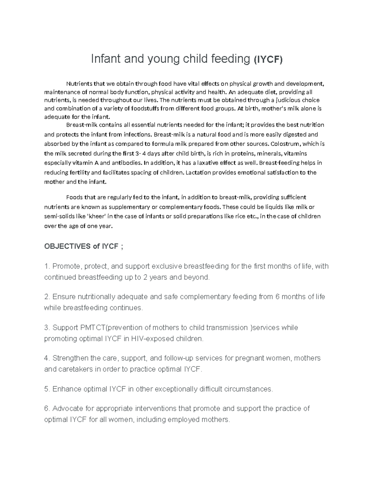 IYCF - useful for child health nursing - Infant and young child feeding ...