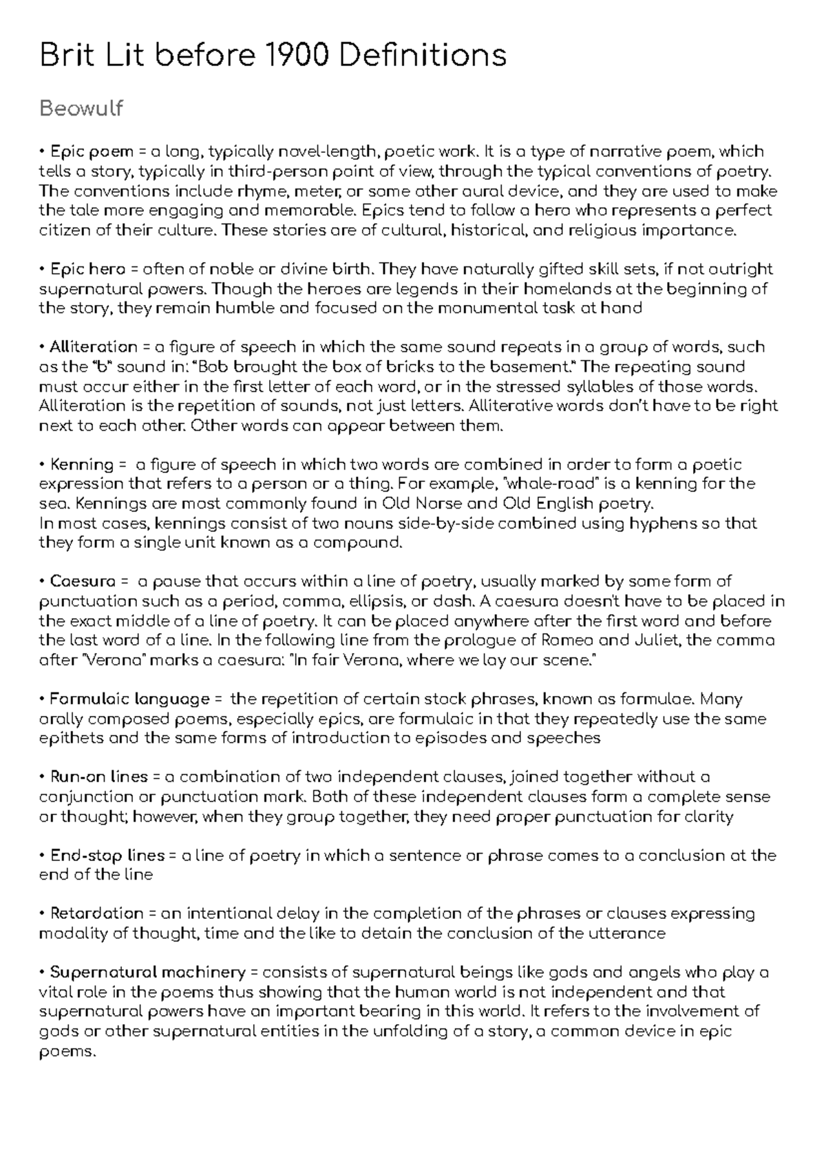 Brit Lit before 1900 Definitions - Brit Lit before 1900 Definitions ...