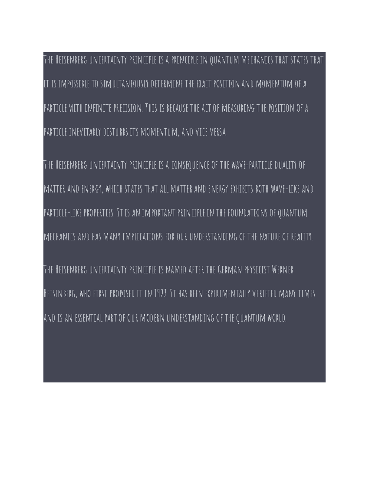 Untitled document - sbruh - The Heisenberg uncertainty principle is a ...