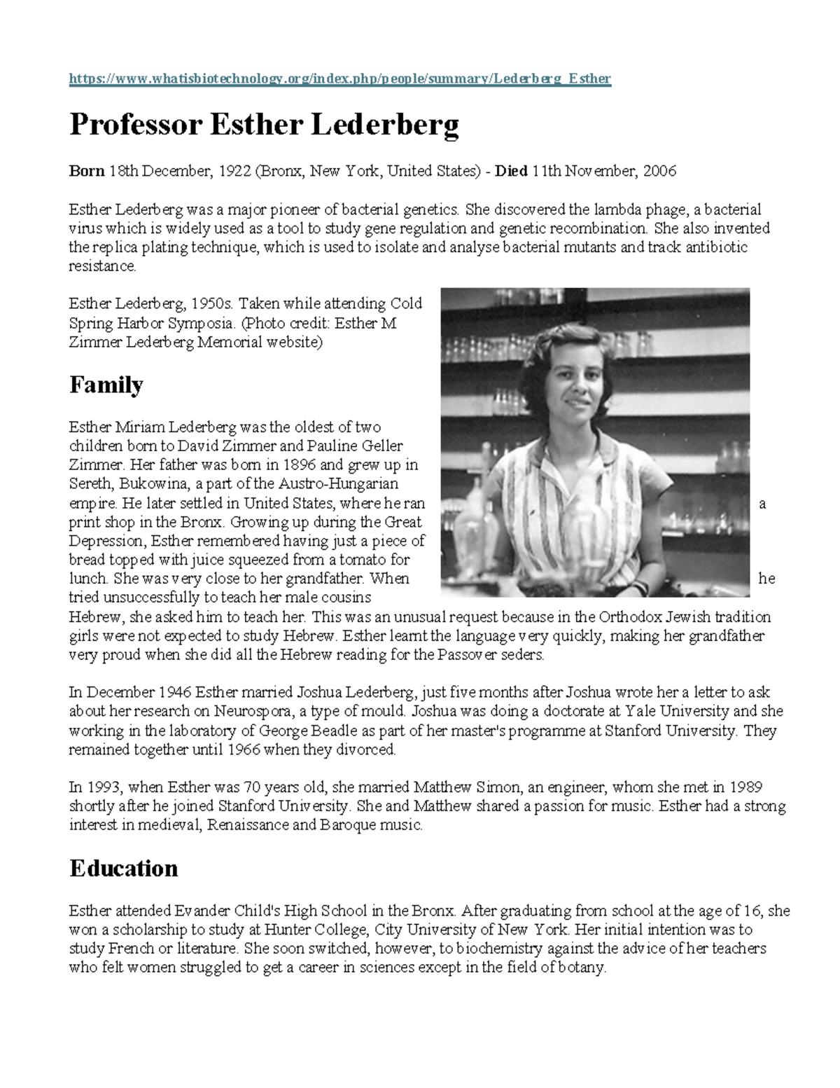 Prof esther - notes - whatisbiotechnology/index.php/people/summary ...