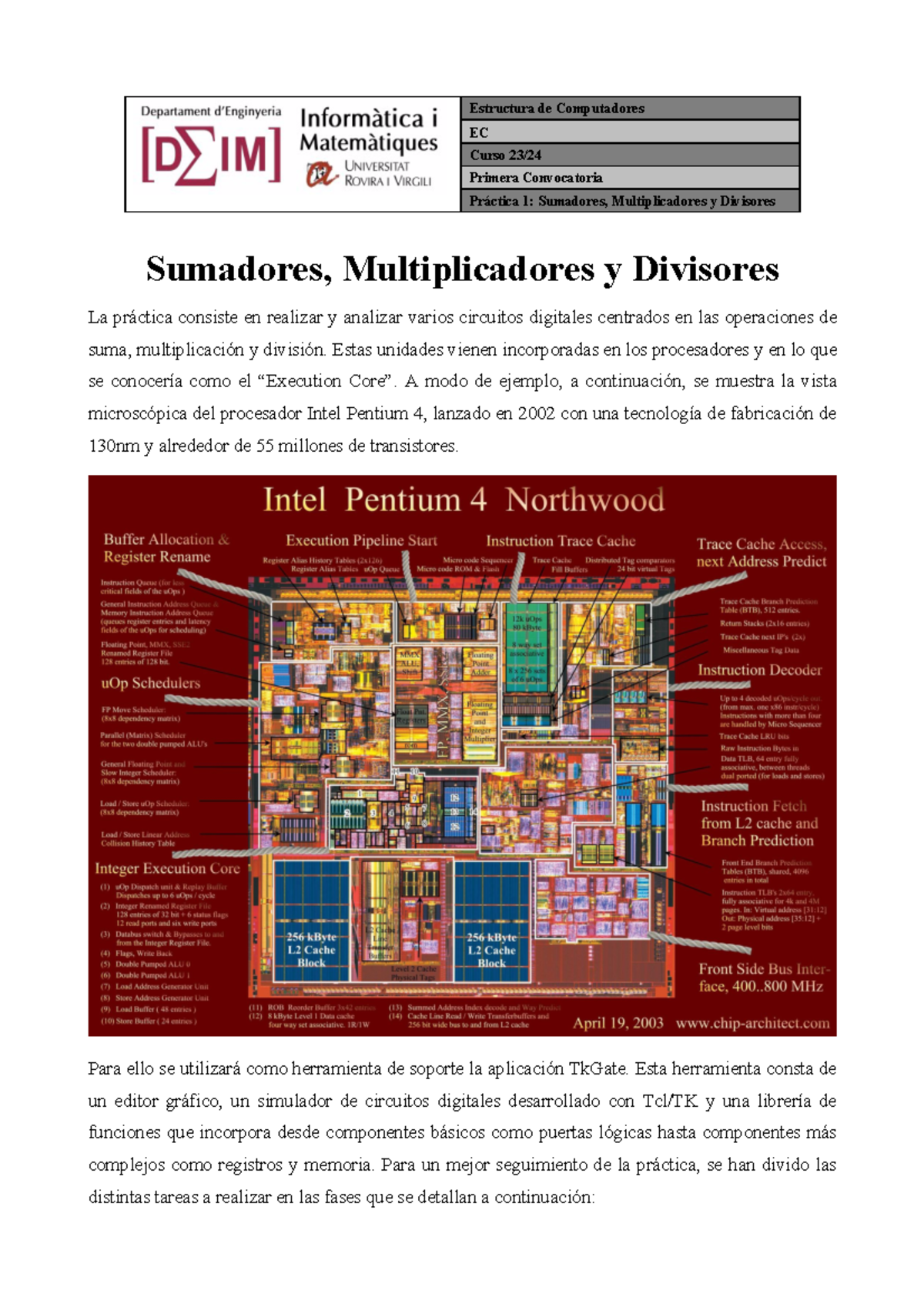 P1 - Enunciado practica estructura de compus - / Estructura de ...