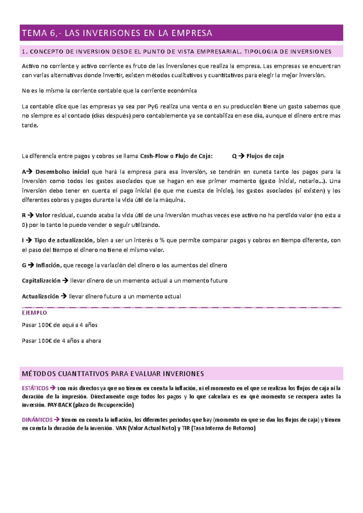 TEMA 6,- Inversiones EN LA Empresa - TEMA 6,- LAS INVERISONES EN LA ...