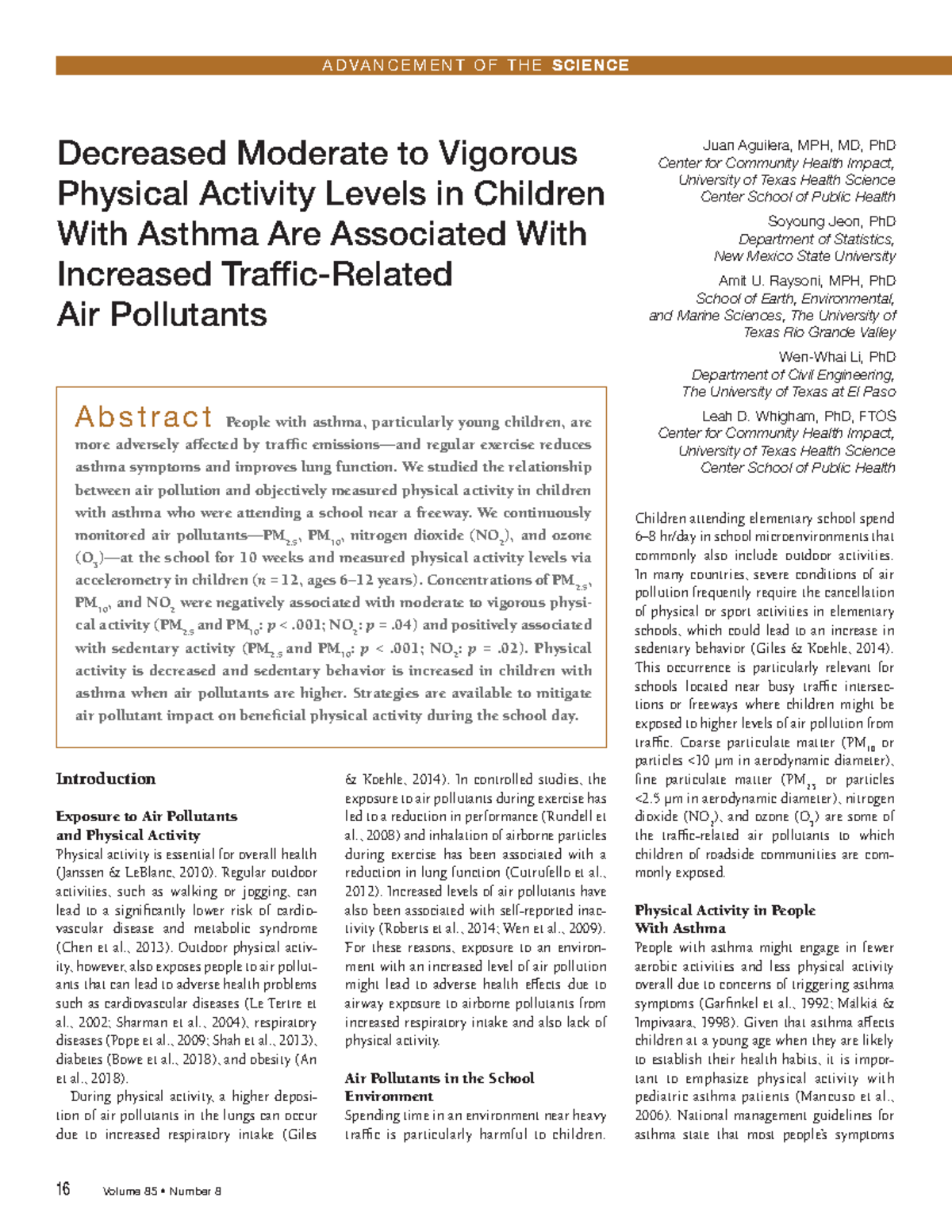 Decreased Moderate to Vigorous - 16 $3091* • 91'*6 A D V A N C E M E N ...