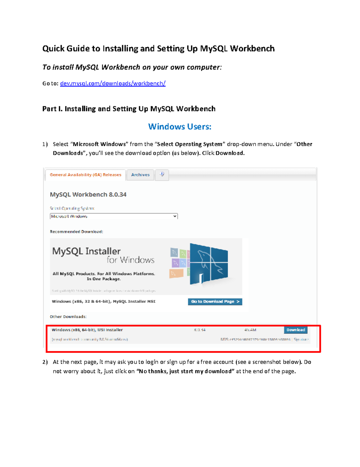Quick Guide to My SQL Workbench f23 - Quick Guide to Installing and Setting Up MySQL Workbench ...