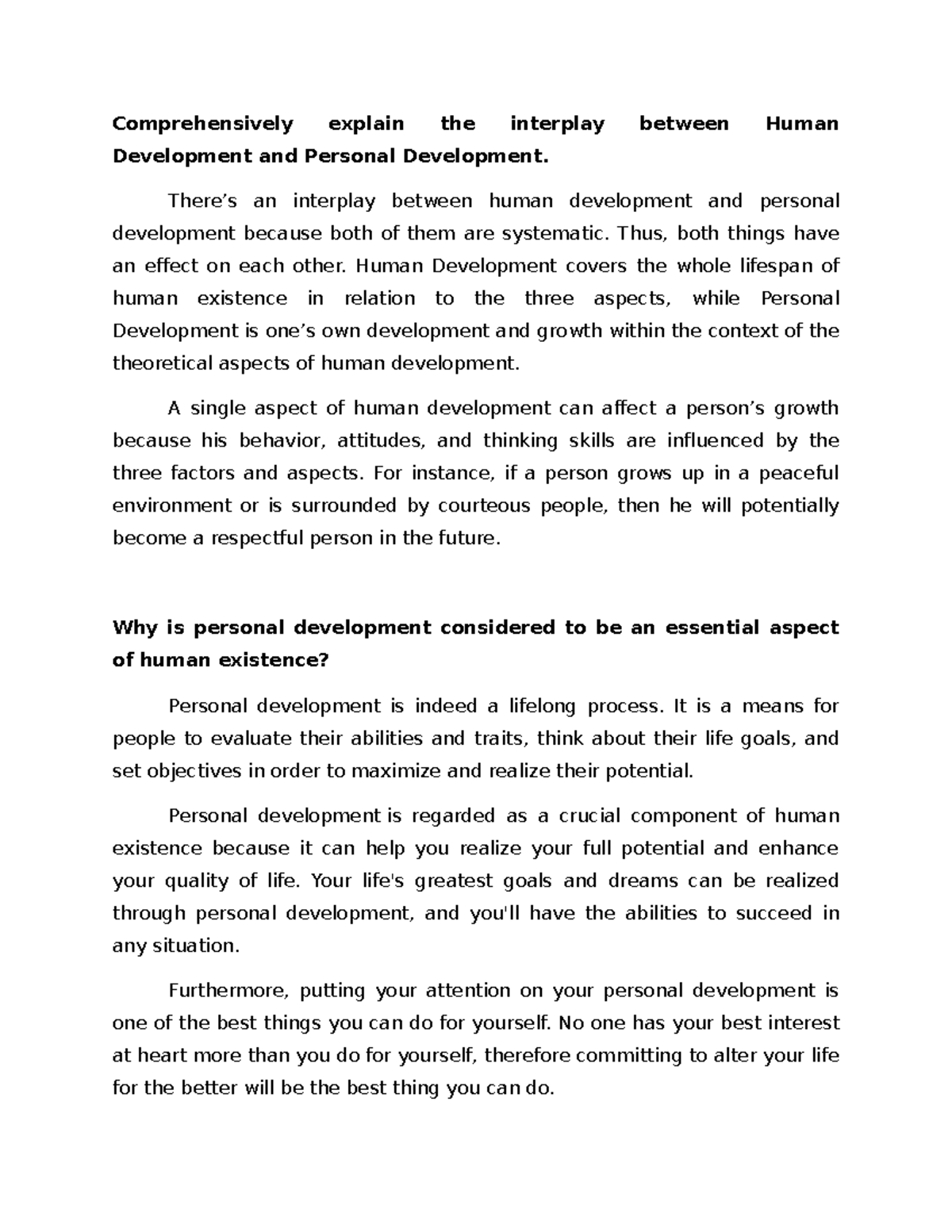 Personal Development - There’s an interplay between human development ...