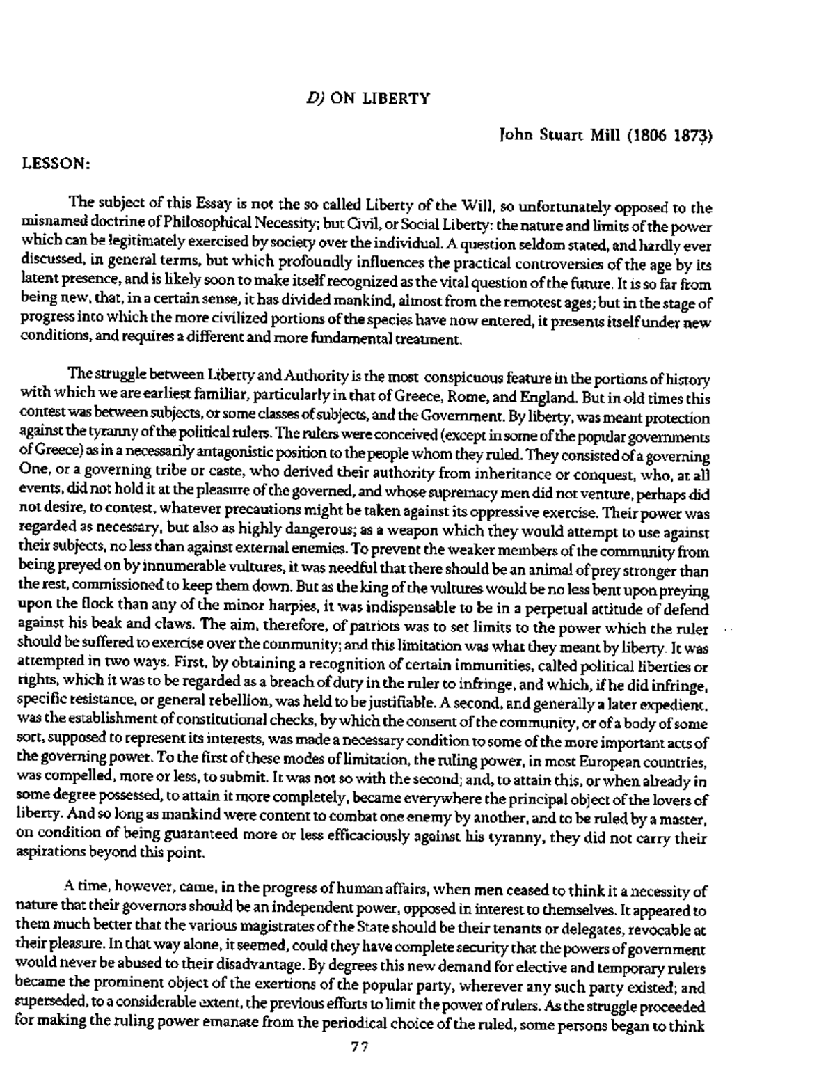 On Liberty - Business English/ Legal Language And Legal Writing ...