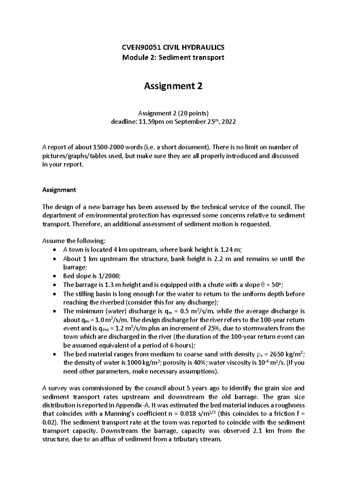 Assignment Module 02 updated - CVEN90051 CIVIL HYDRAULICS Module 2 ...