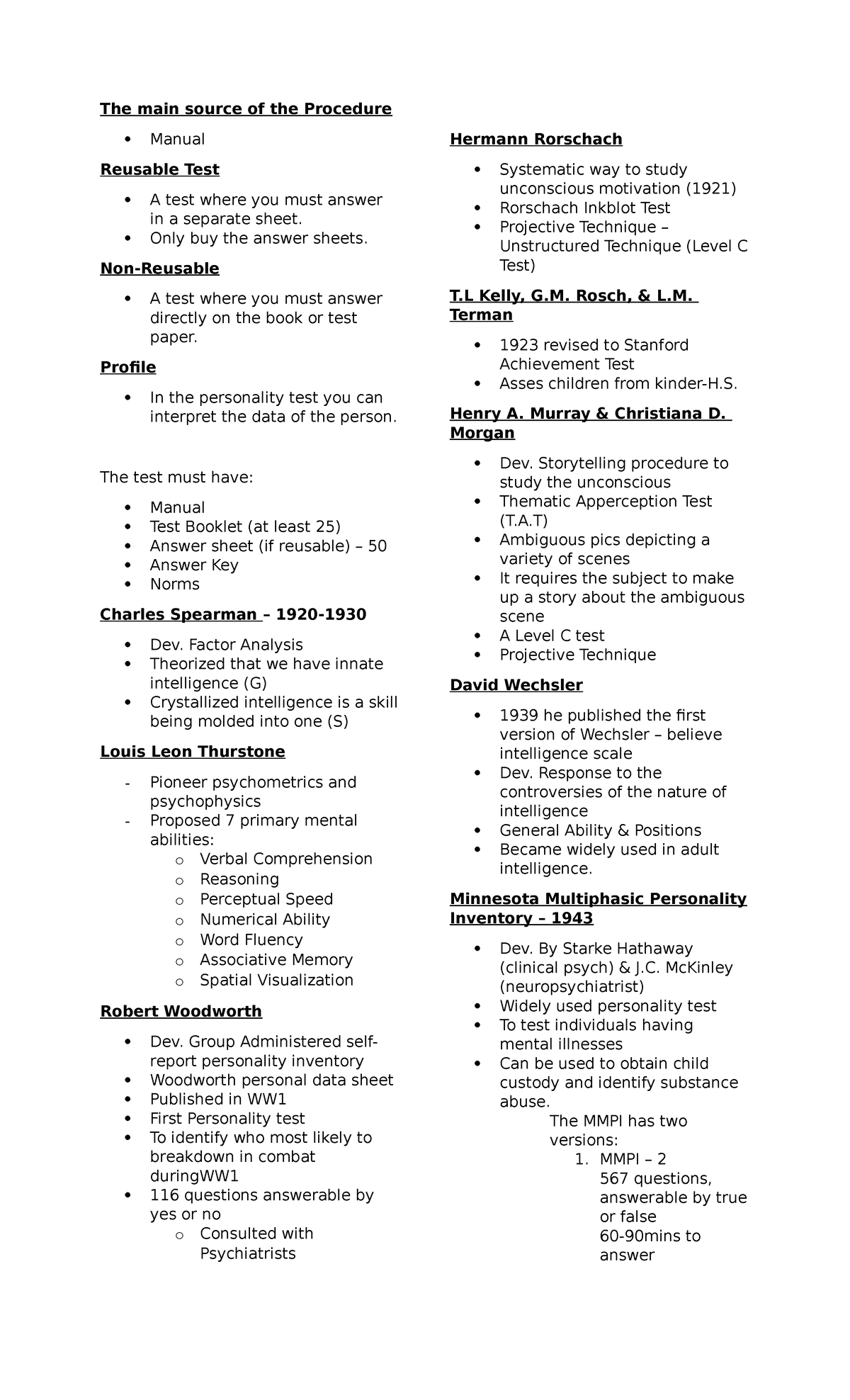 Psych assessment reviewer - The main source of the Procedure Manual ...