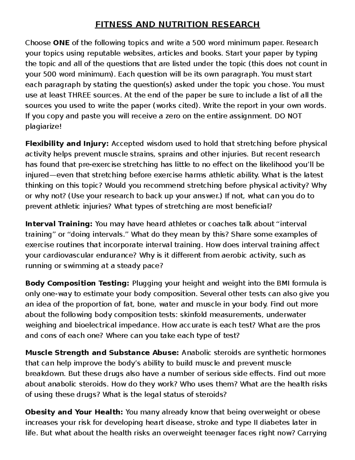 Fitness AND Nutrition Research Online Health - FITNESS AND NUTRITION ...