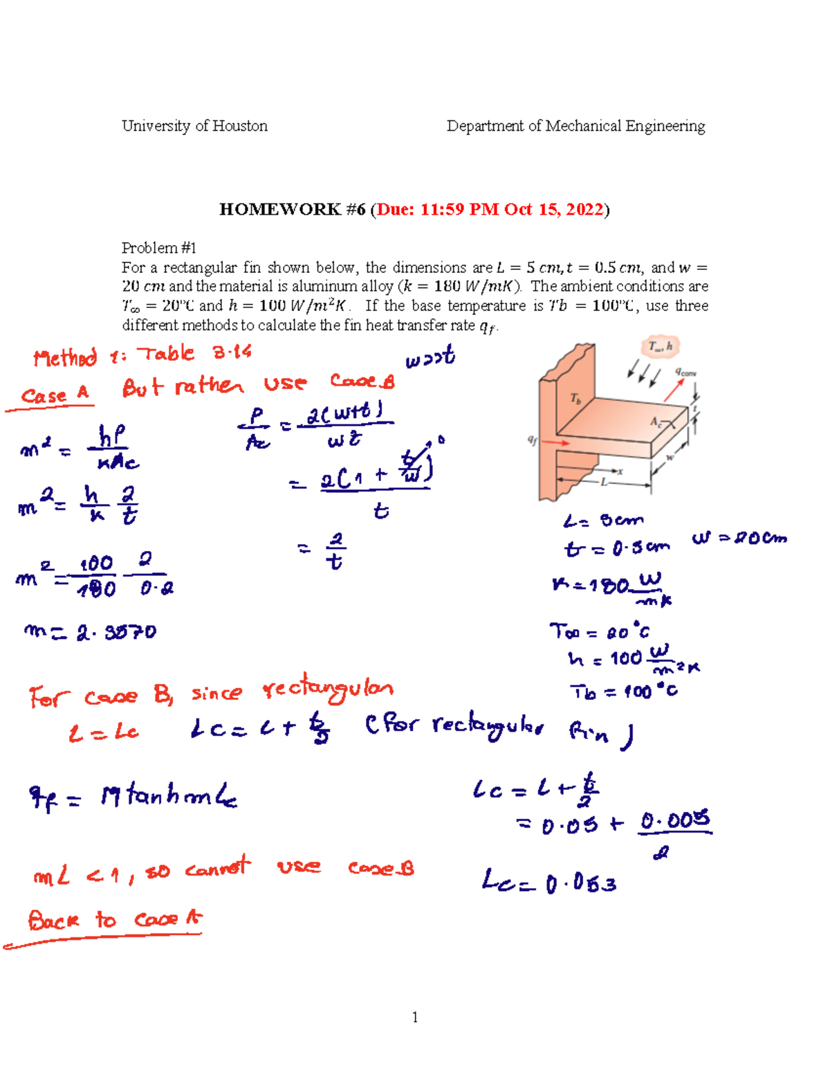 Homework #6 - Heat transfer notes - University of Houston Department of ...