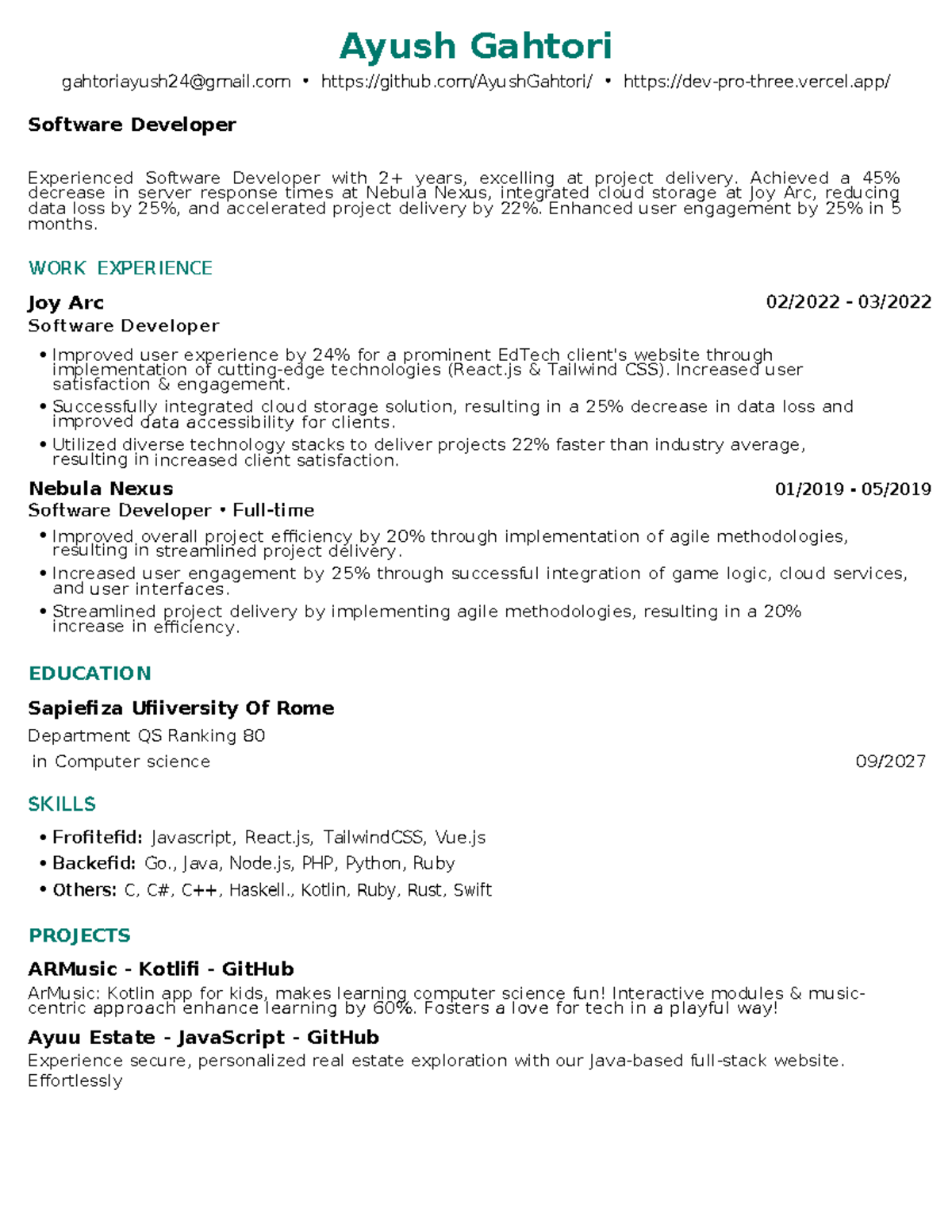 My resume - 2023-12-29 14 10 28 - Ayush Gahtori gahtoriayush24@gmail • github/AyushGahtori ...
