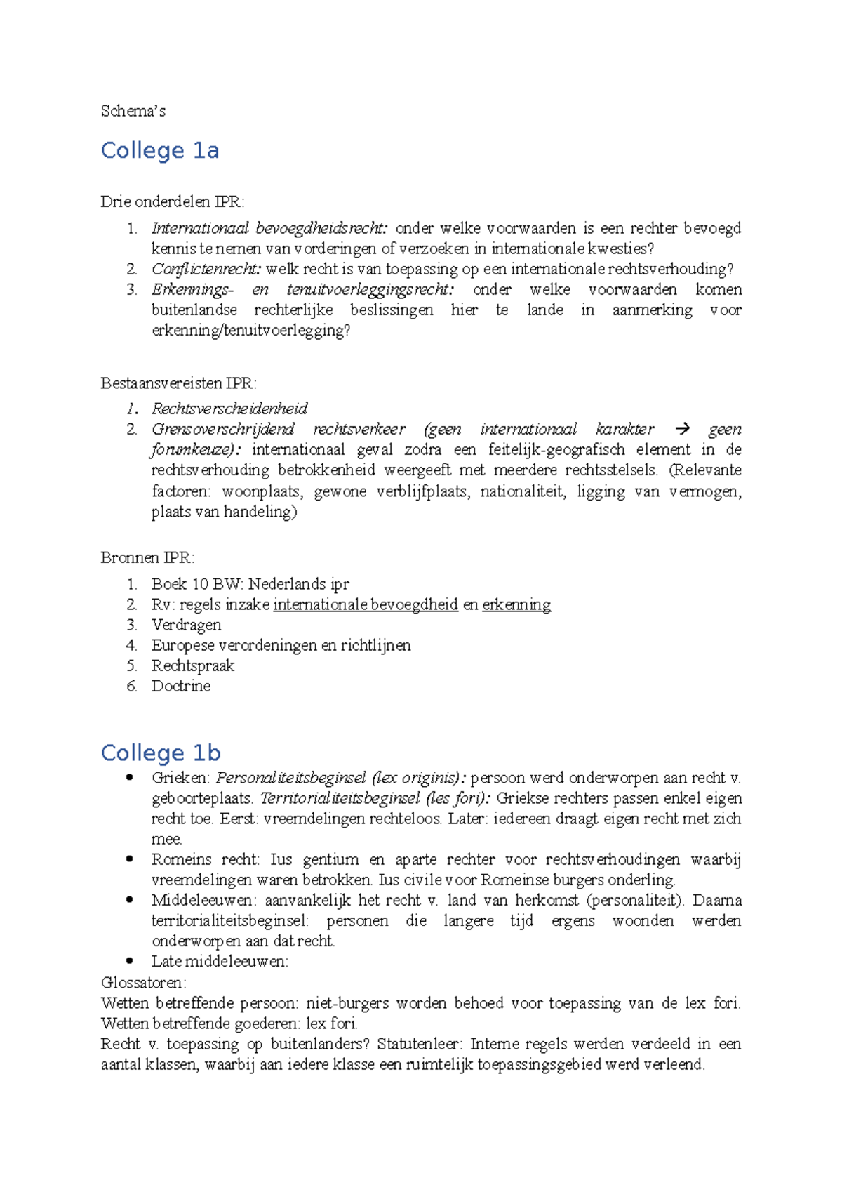 Schema's per college - Schema’s College 1a Drie onderdelen IPR ...