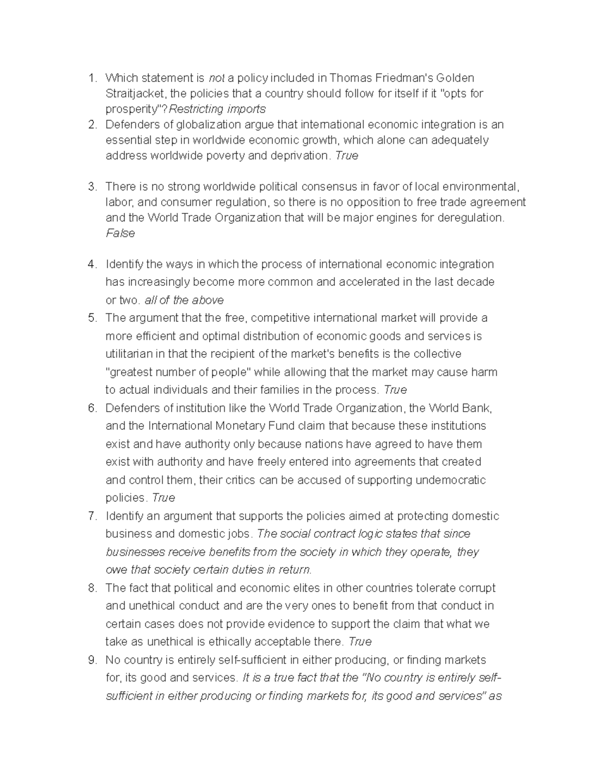 Quiz 12 - Homework - Which statement is not a policy included in Thomas ...