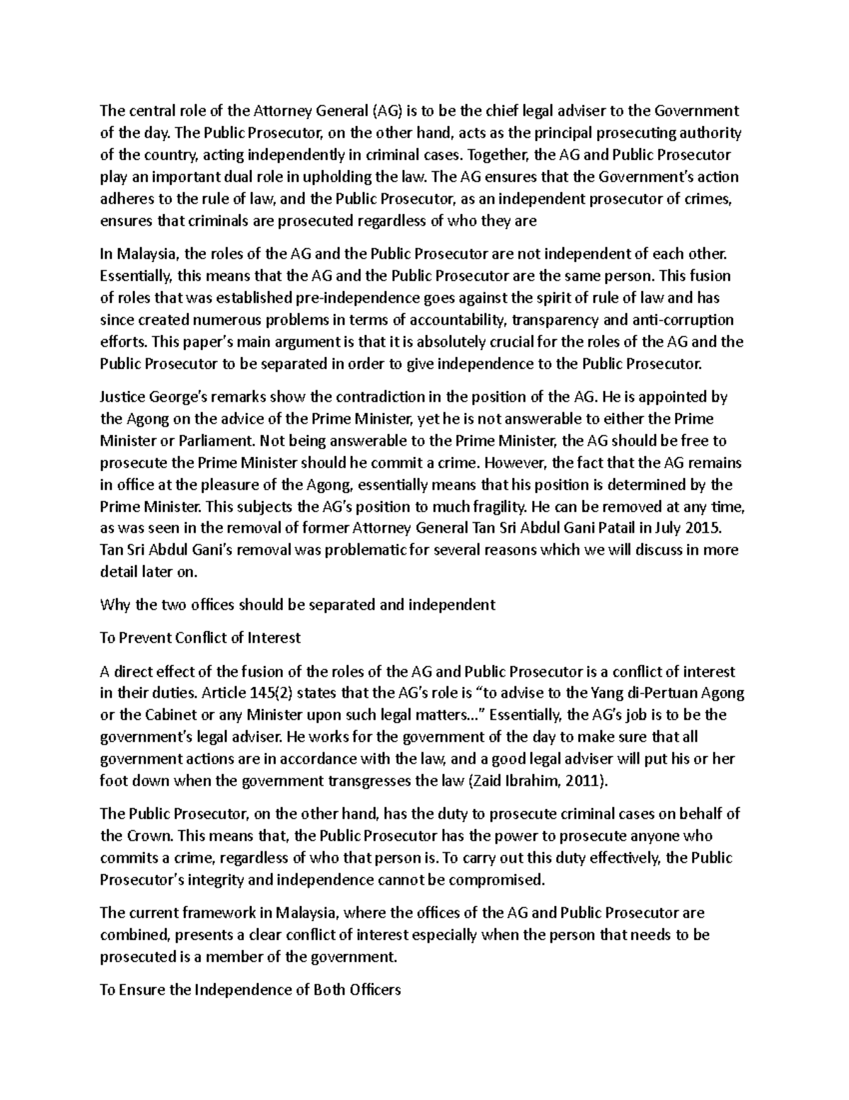 The central role of the Attorney General - The Public Prosecutor, on ...