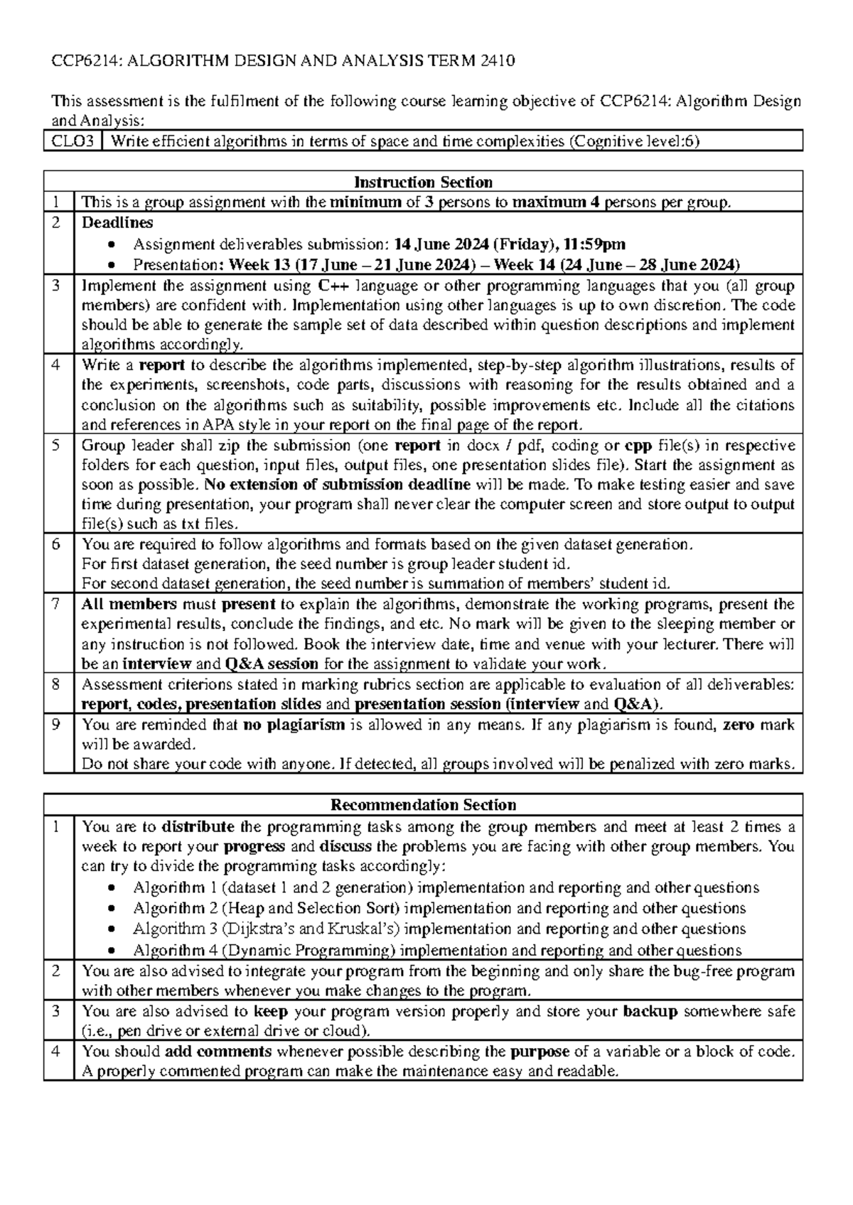 2410 CCP6214 Assignment [Dynamic] - This assessment is the fulfilment ...