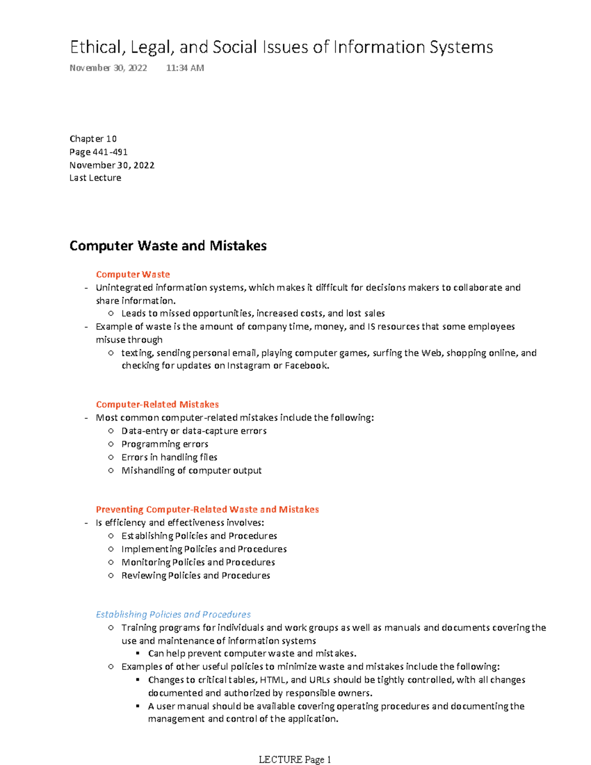 Ethical, Legal and Social Issues of Information Systems - Chapter 10 ...