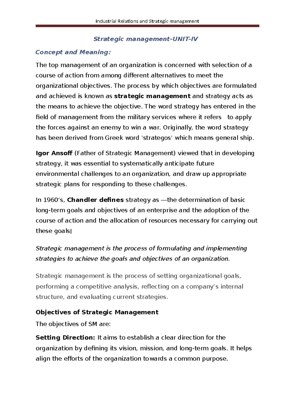 Strategic management - easier to understand - Strategic management-UNIT-IV Concept and Meaning ...