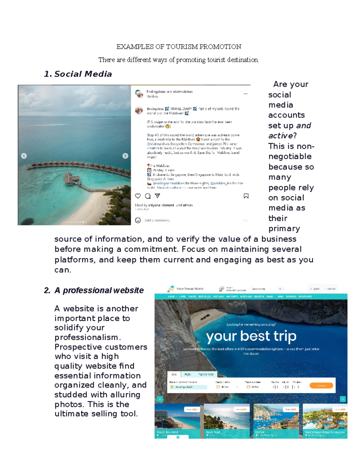 Examples OF Tourism Promotio 2 - EXAMPLES OF TOURISM PROMOTION There ...