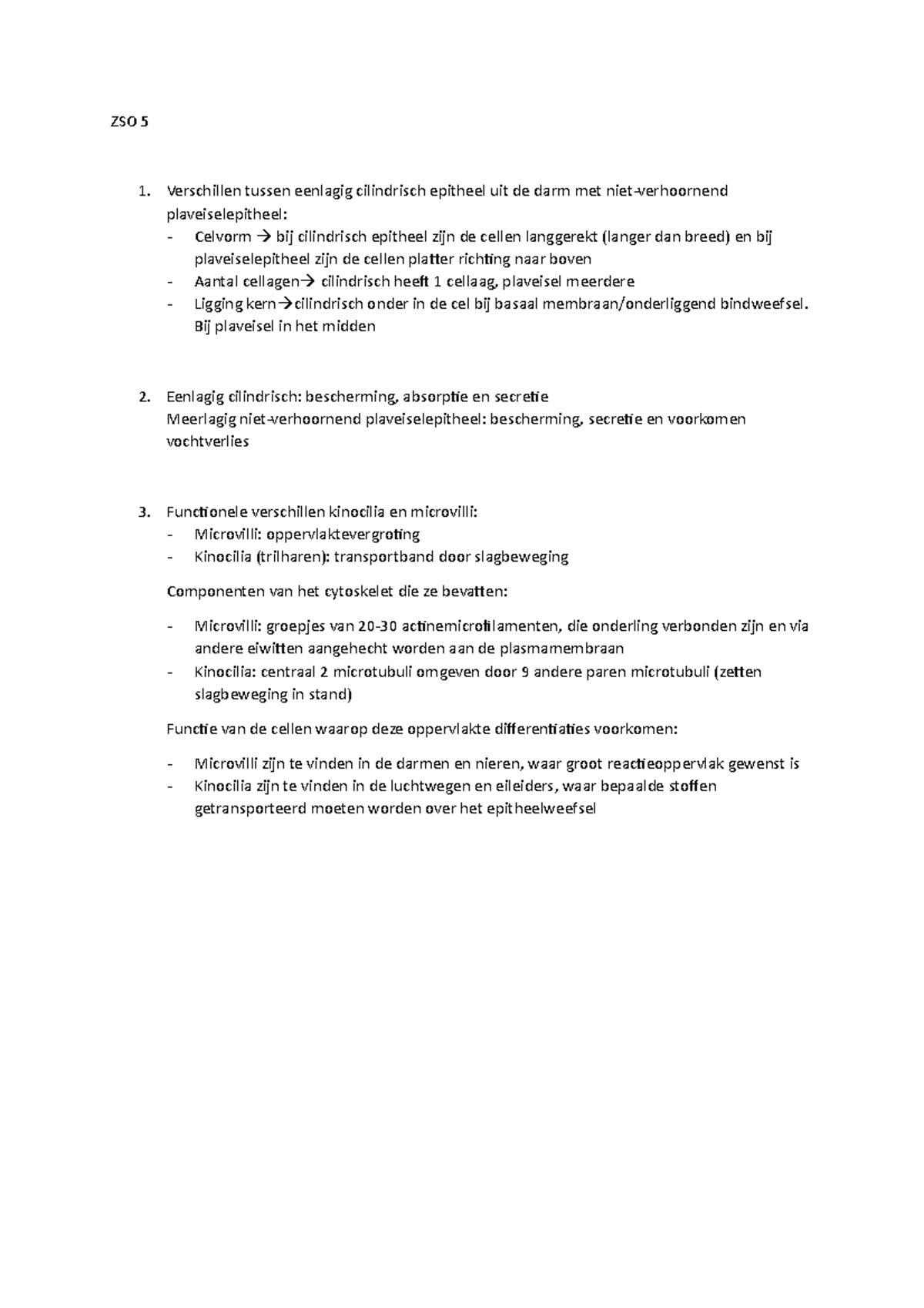 ZSO 5 Epitheel en klieren - ZSO 5 1. Verschillen tussen eenlagig ...