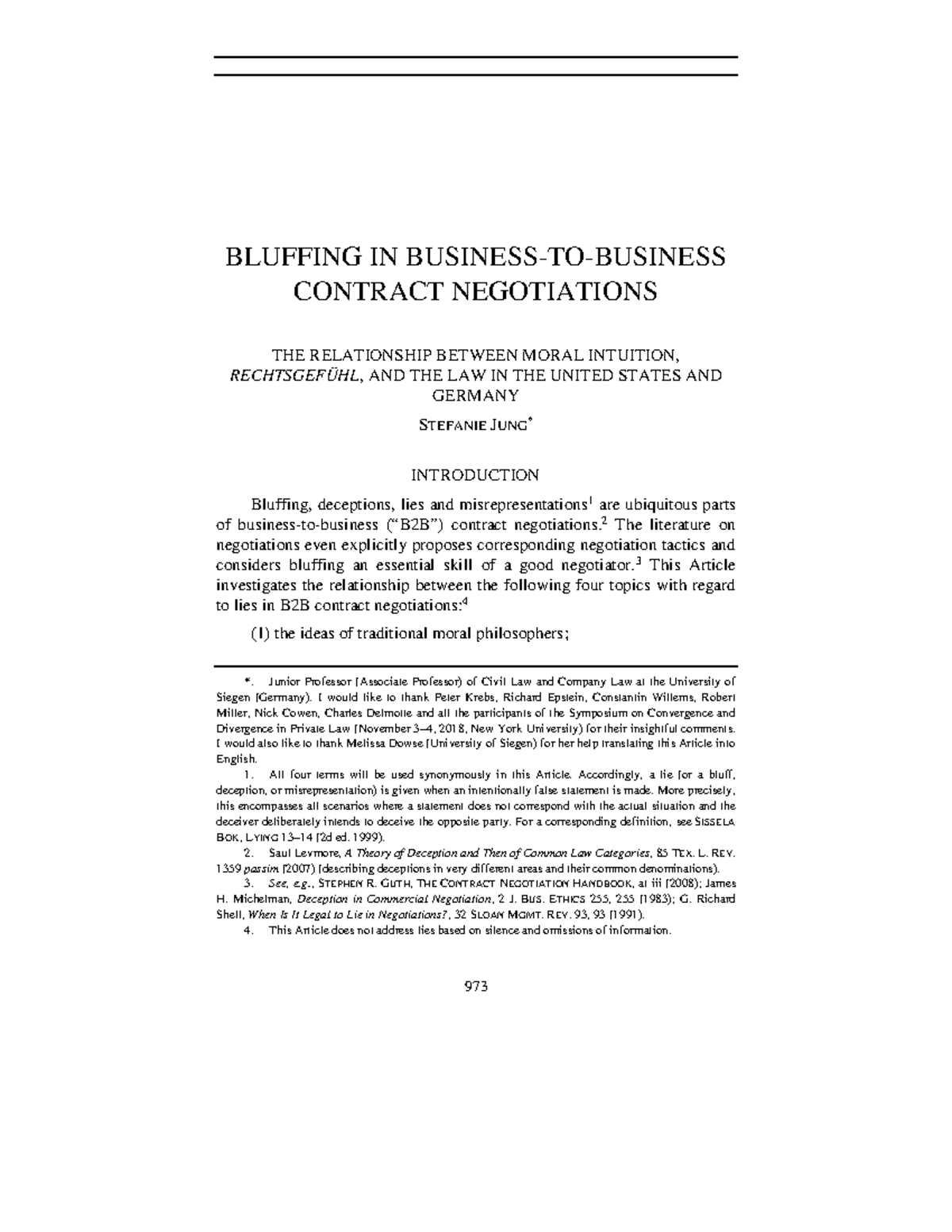 Additional Reading 1 Bluffing in Business-to-Business Contract ...