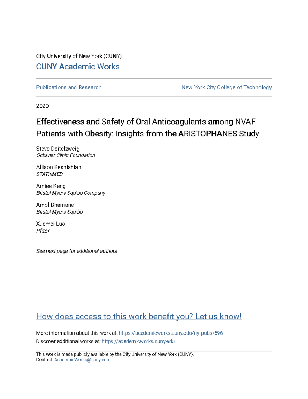 Effectiveness and Safety of Oral Anticoagulants among NVAF Patients ...