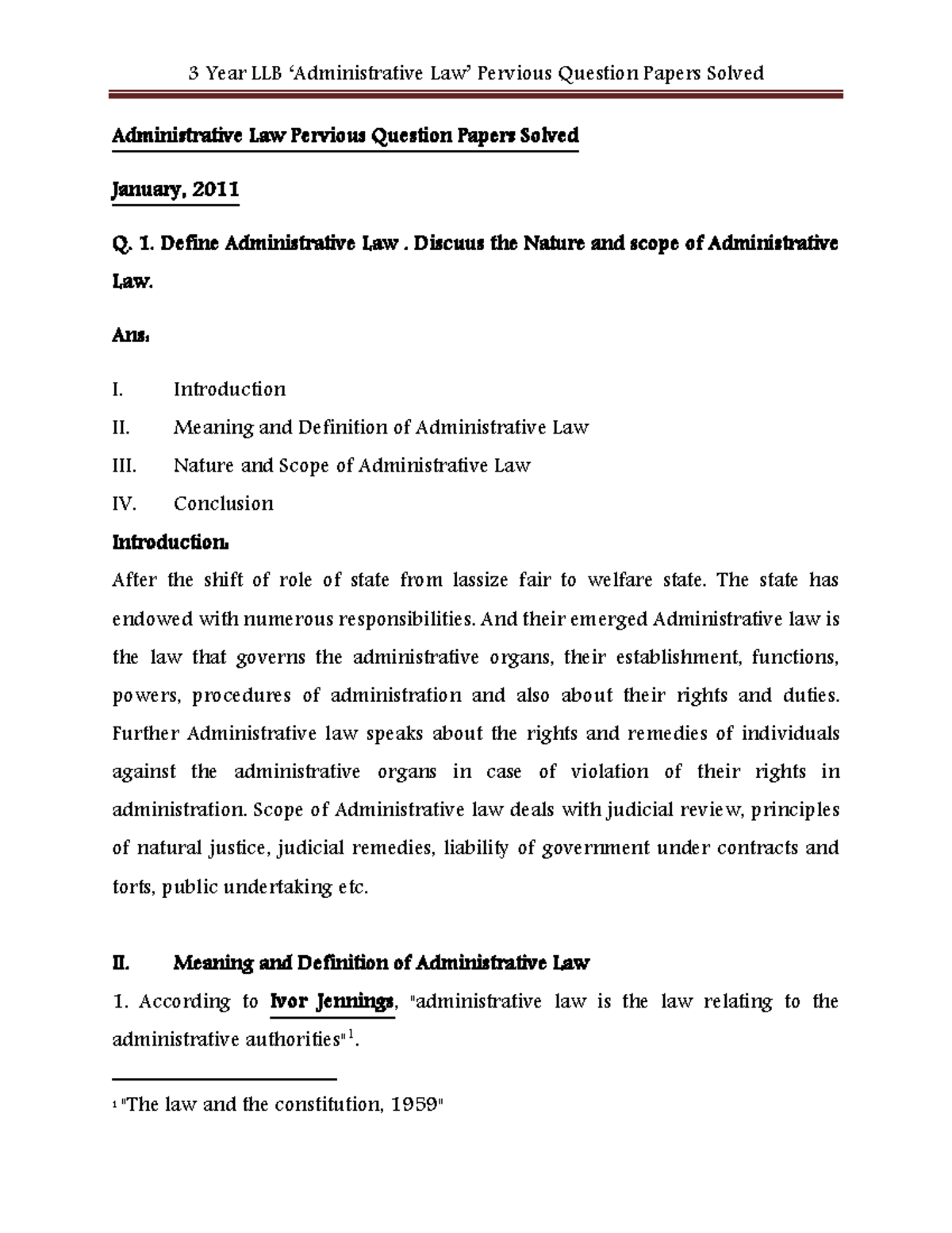 ADM Solved Paper - Administrative Law Pervious Question Papers Solved ...