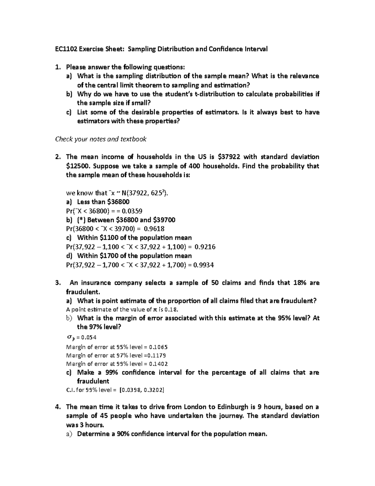 PS7 Sampling theory Answer - EC1102 Exercise Sheet: Sampling Distribution and Confidence ...