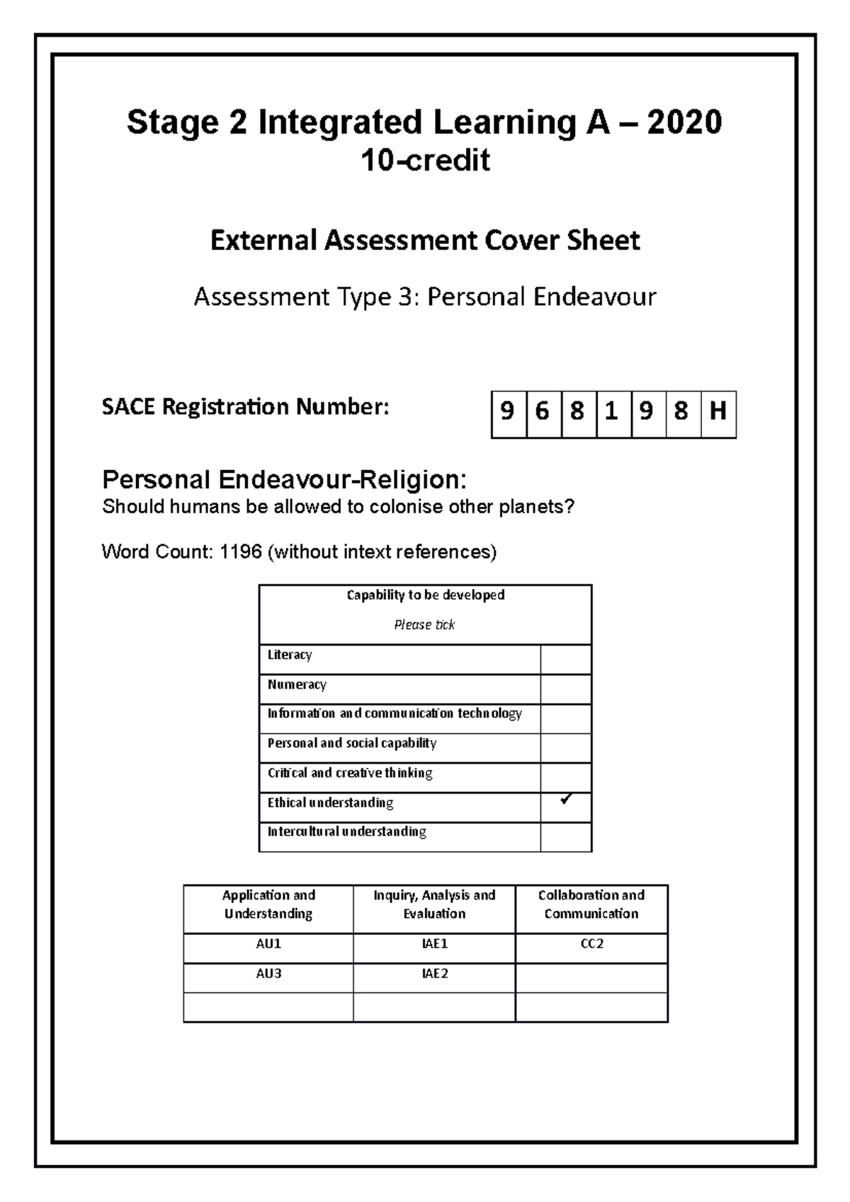 968198 H-2ILA10-AT3-Personal Endeavour - Studocu