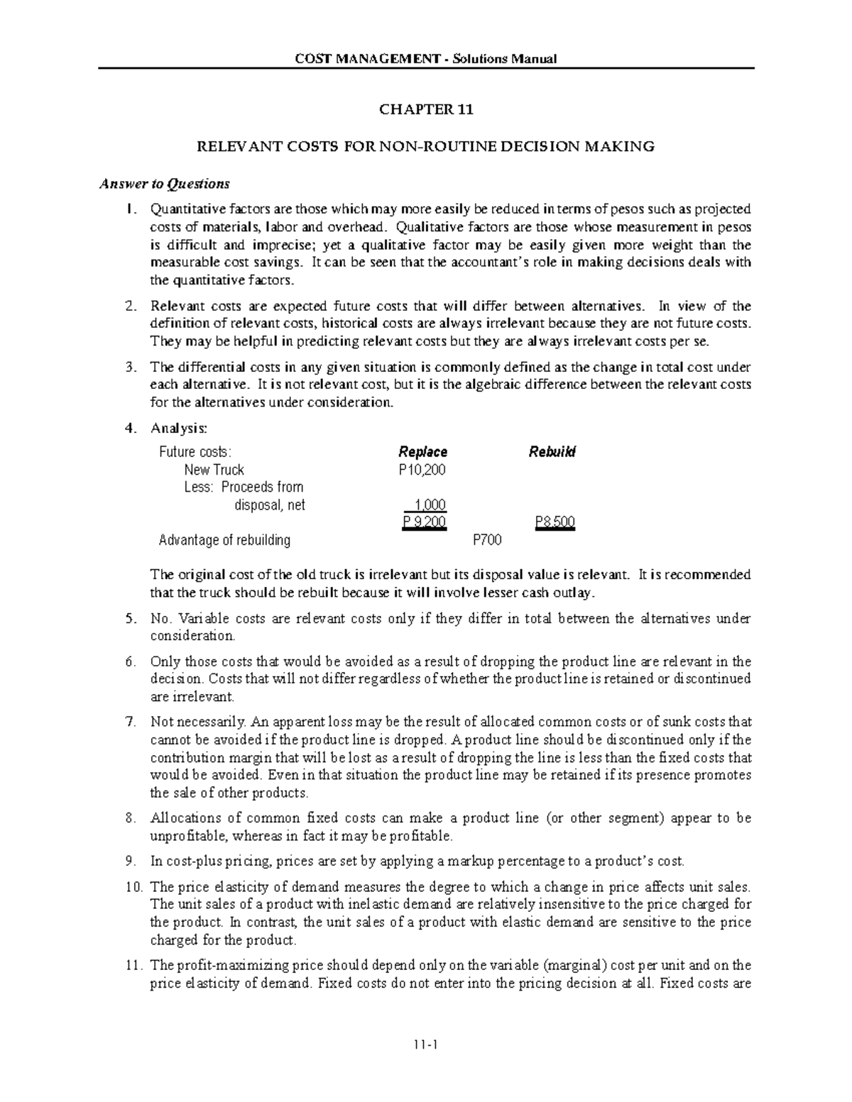 Chapter-11-SCM- Answer-KEYS (EXERCISES AND PROBLEMS) - Strategic Cost Management - Studocu