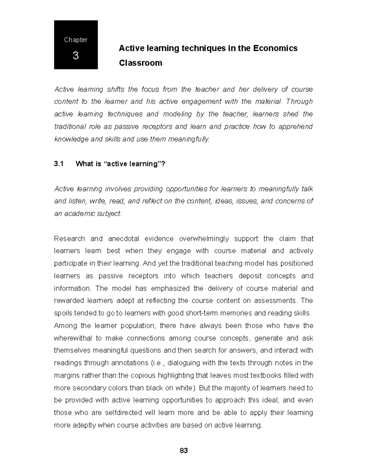 5. Chapter 3. Active learning techniques - Active learning techniques in the Economics Classroom ...