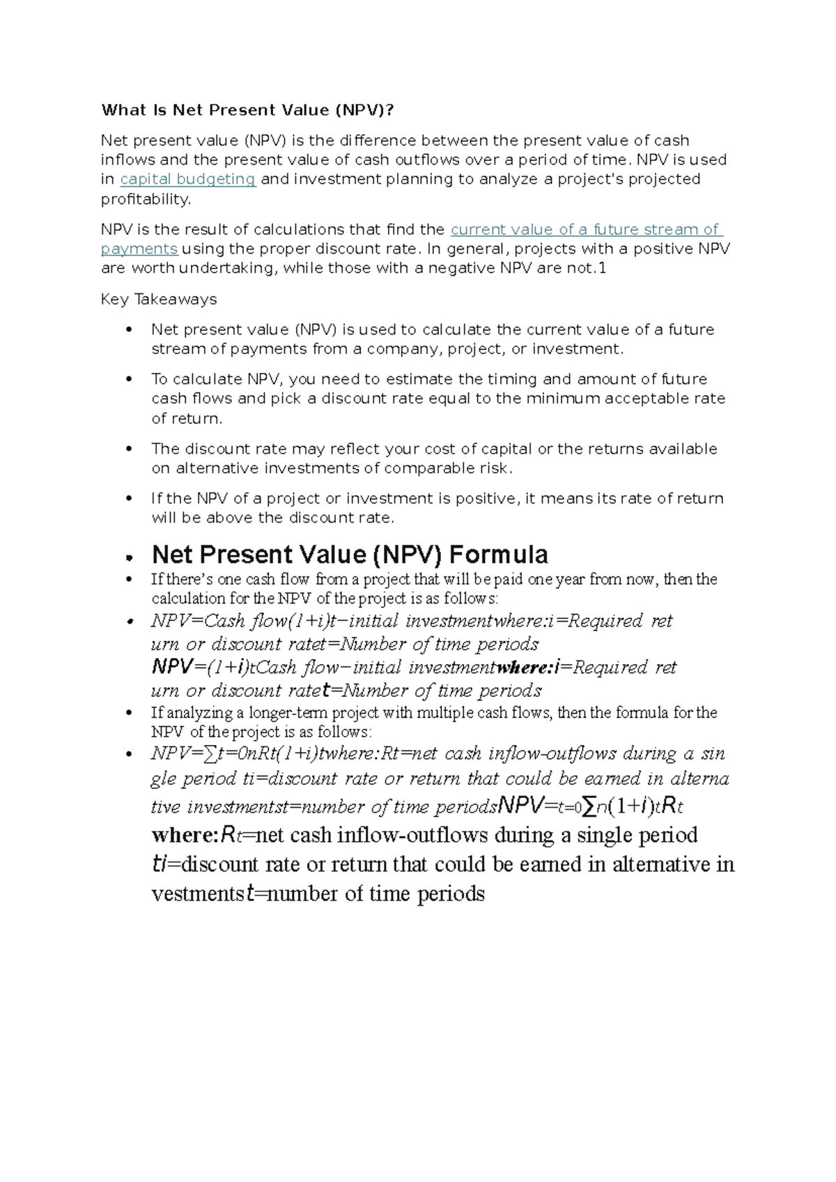 What Is Net Present Value - NPV is used in capital budgeting and ...