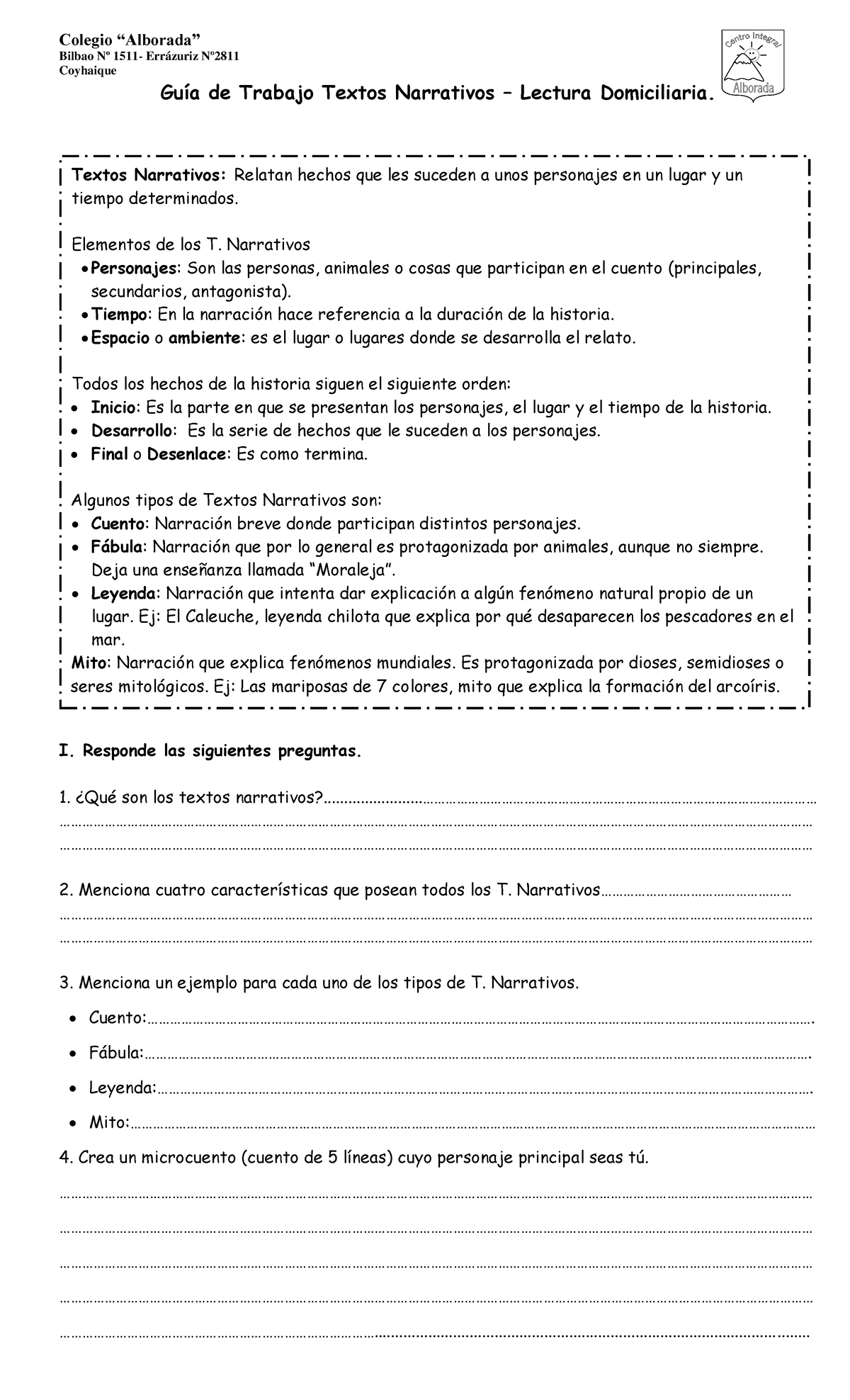 Textos Narrativos Libro Elección GUIA CASA - Colegio “Alborada” Bilbao ...
