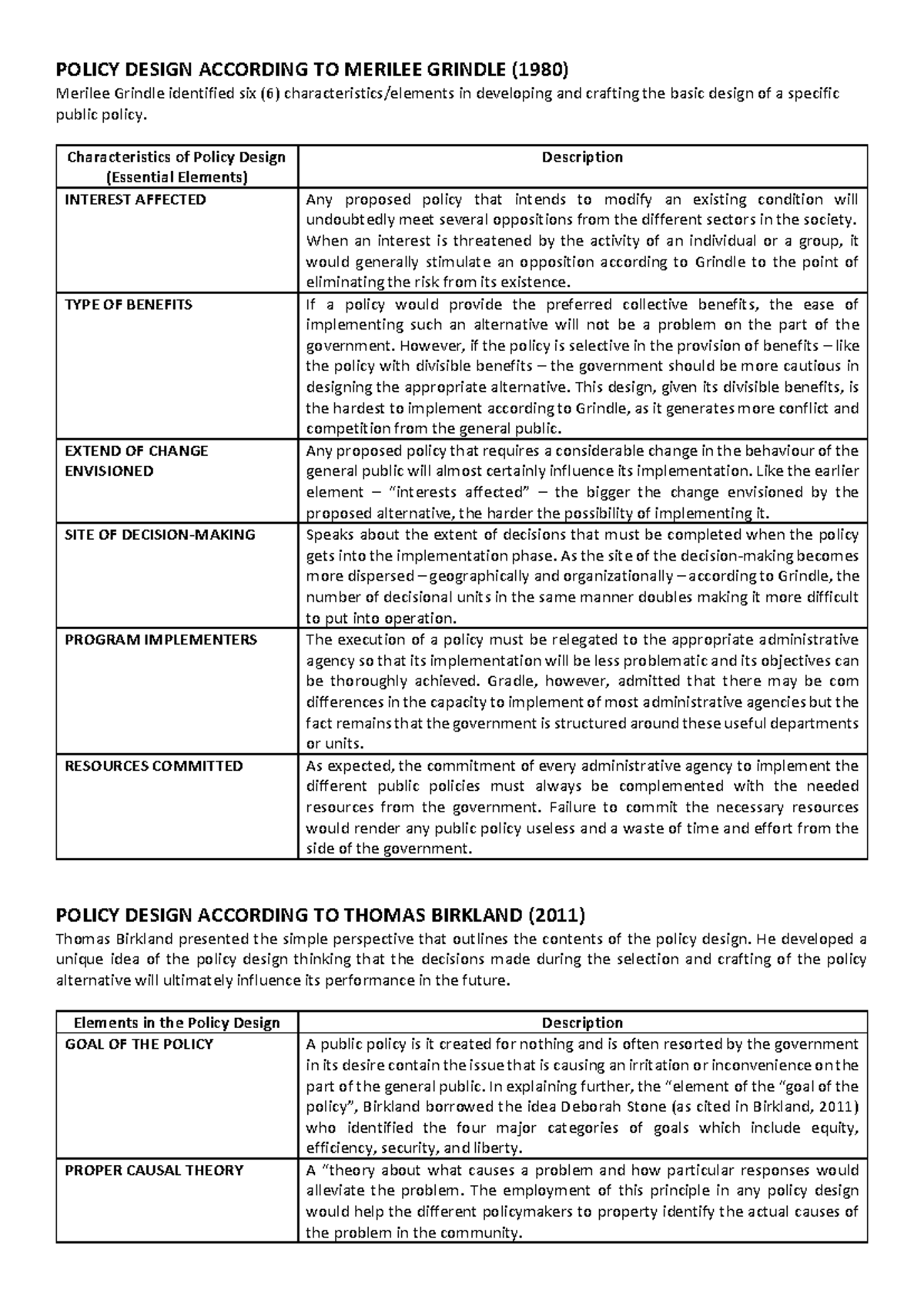 Policy Design AND Policy Tools - POLICY DESIGN ACCORDING TO MERILEE ...