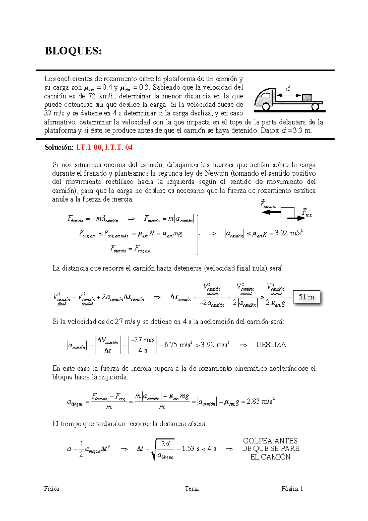 Bloques - Ksskks - BLOQUES: Los coeficientes de rozamiento entre la ...