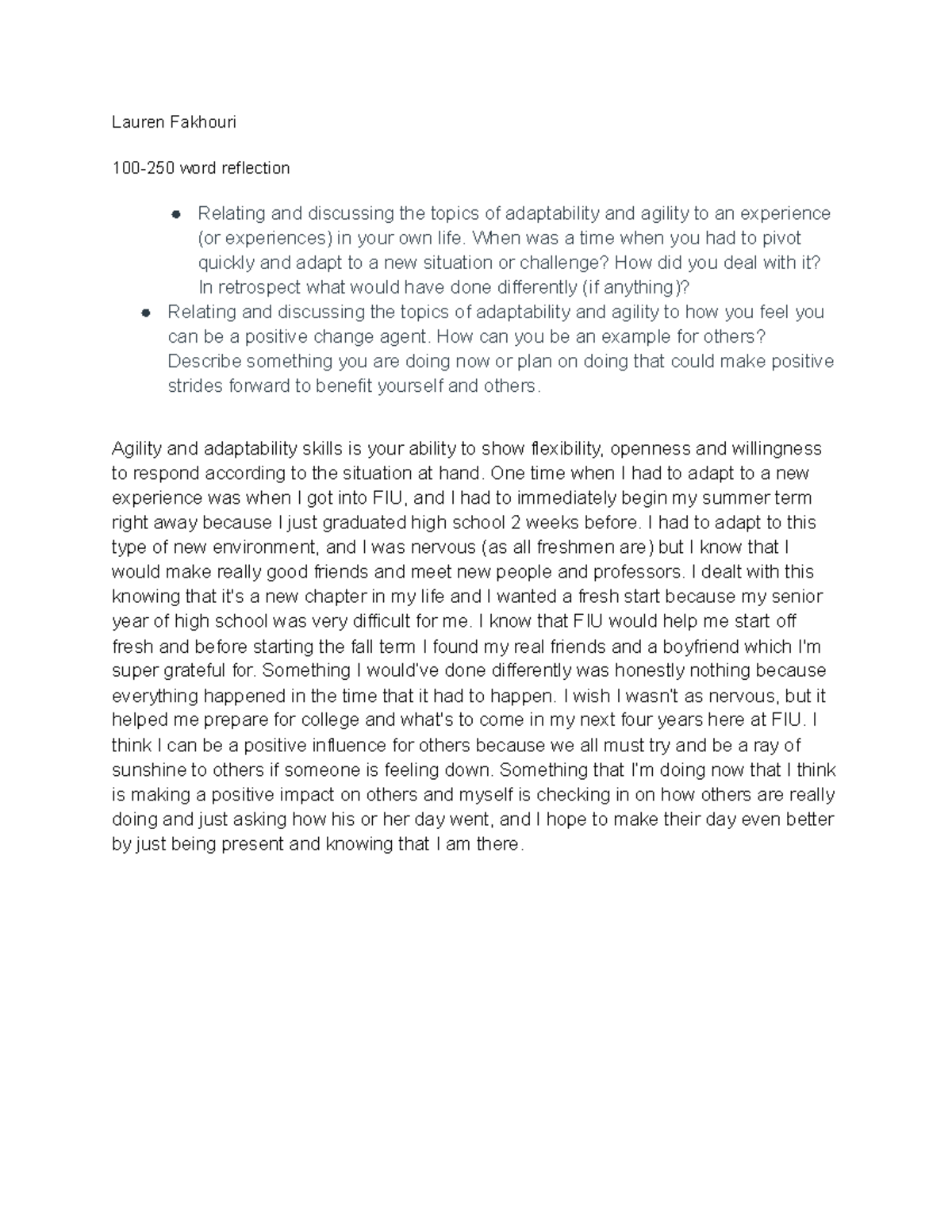 Managing Change and Developing Your Adaptability Skills Reflection ...
