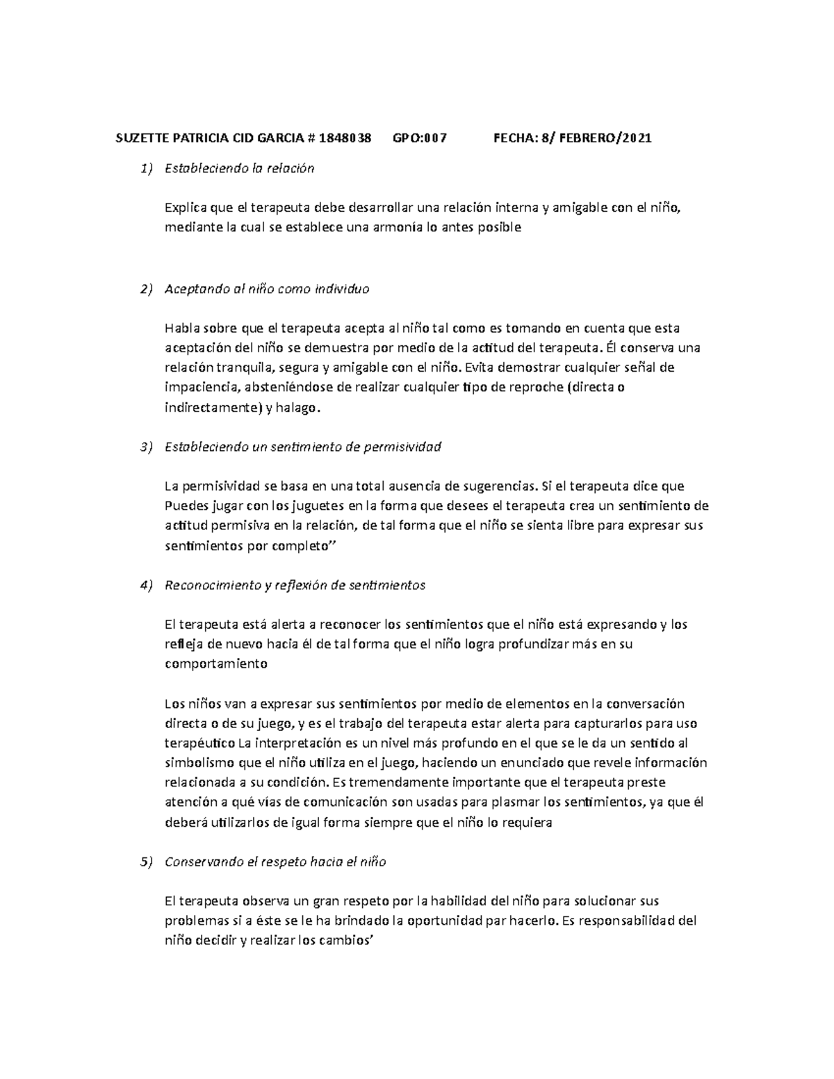 8 Principios DE Virginia Axline - SUZETTE PATRICIA CID GARCIA # 1848038 ...