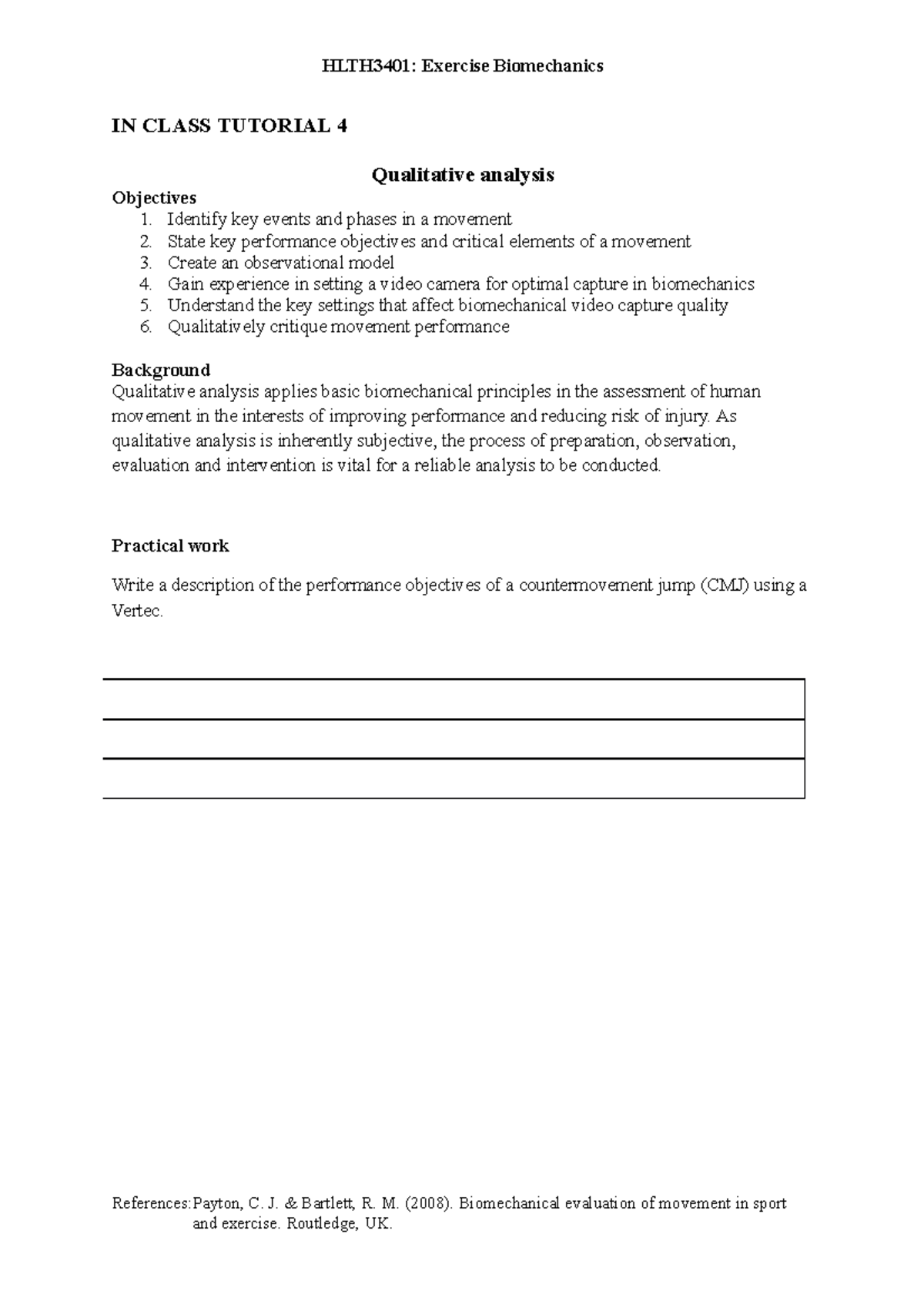 HLTH3401 In class tutorial 4 - Qualitative analysis - IN CLASS TUTORIAL 4 Qualitative analysis ...