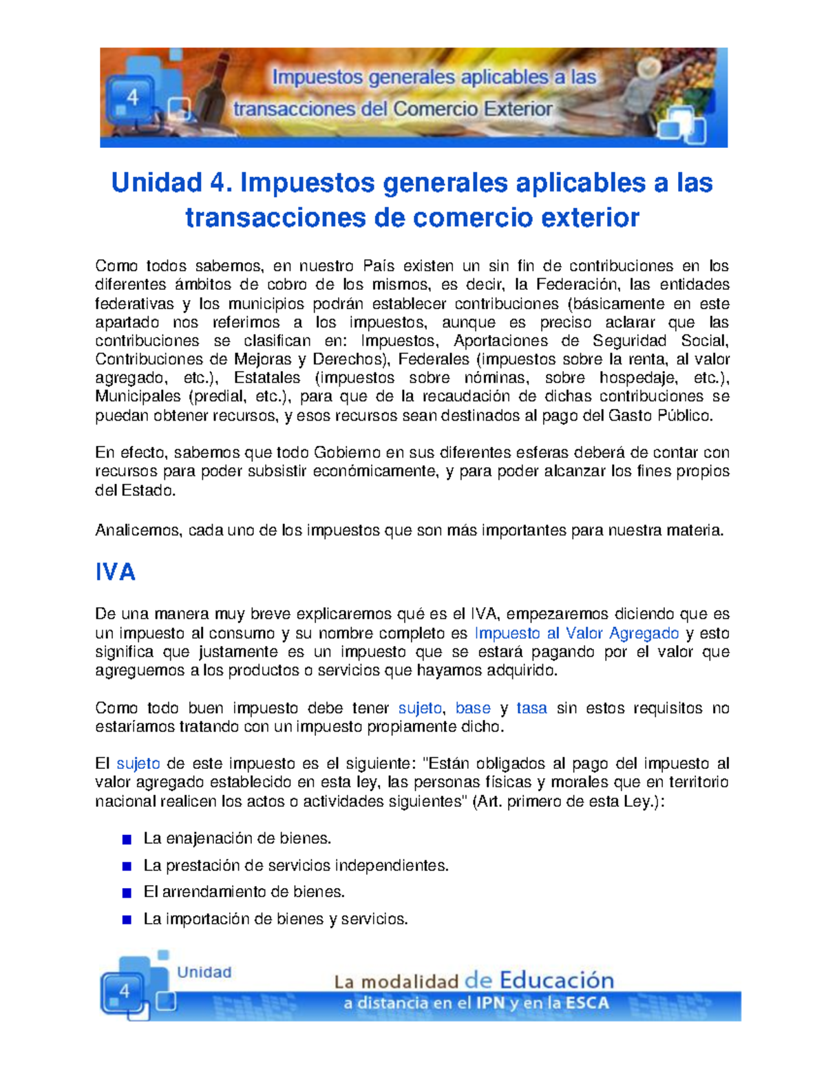 DTCE U4 impuestos generales aplicables a las transacciones de comercio ...