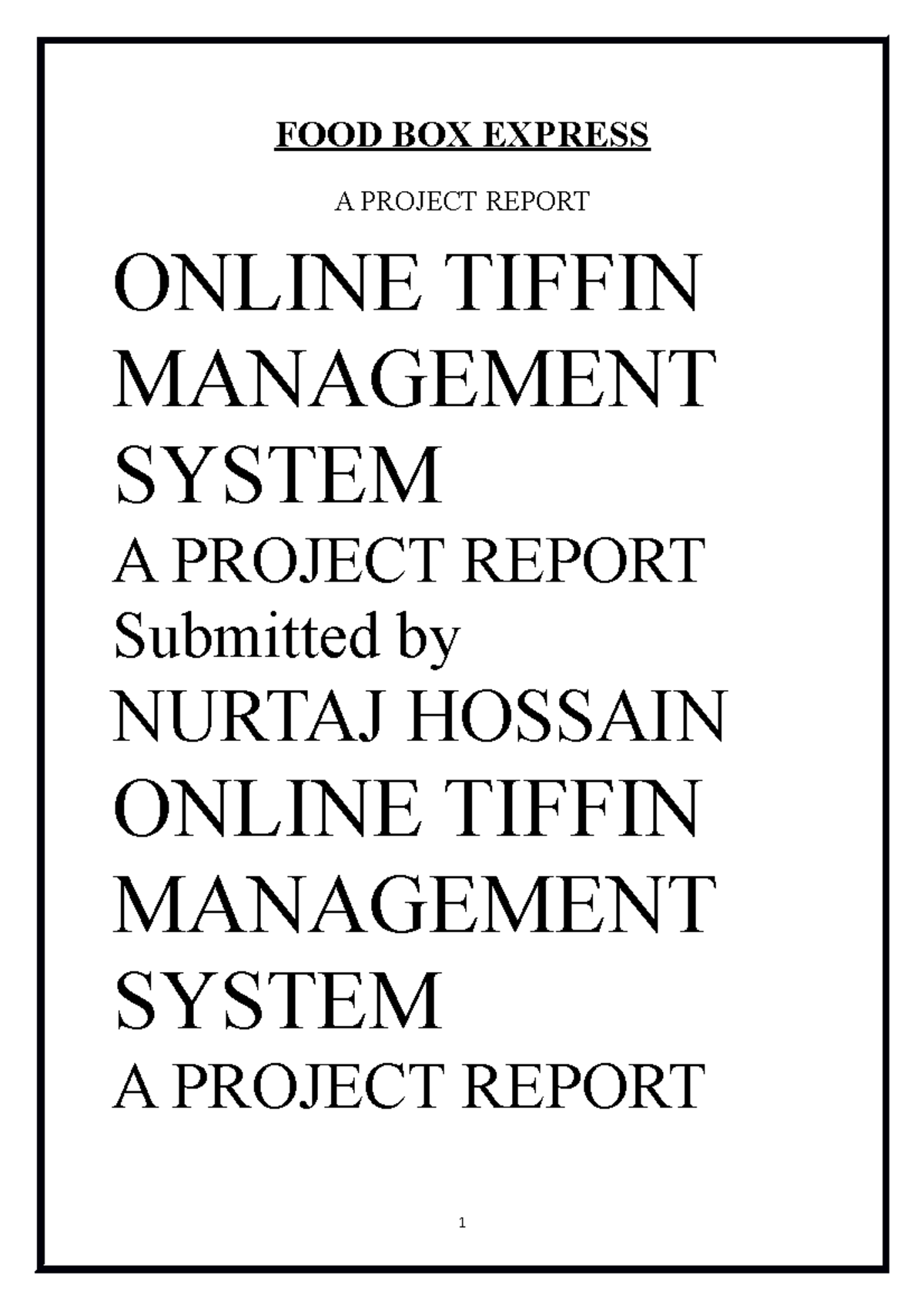 Food Box Express Report - FOOD BOX EXPRESS A PROJECT REPORT ONLINE ...