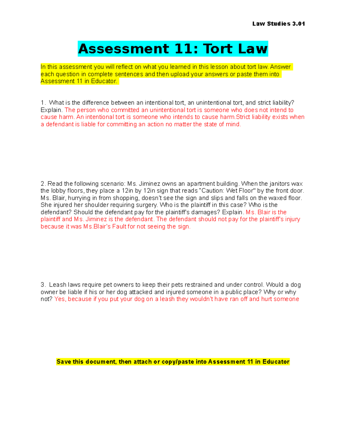 2021 Law studies Module 3 document ... - Law Studies 3 Assessment 11 ...