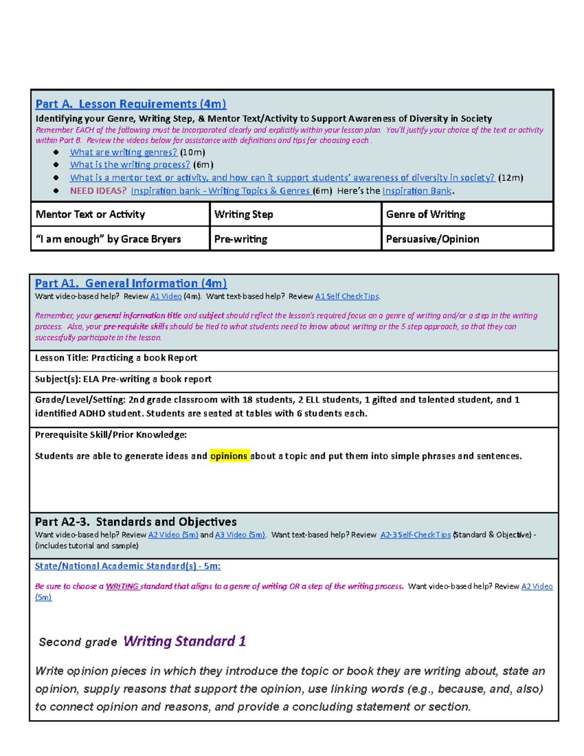 Jennifer Straley ELA task C365 - Part A. Lesson Requirements (4m ...