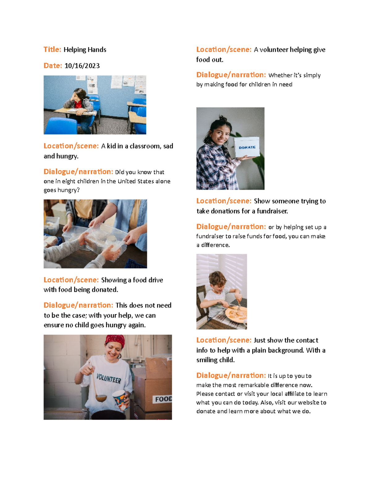 Task1Helping Hands Board - Title: Helping Hands Date: 10/16/ Location ...