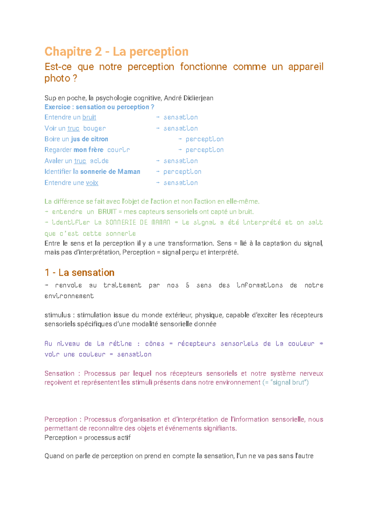 Chapitre 2 - La perception - psychologie cognitive - Toulouse - Jean ...
