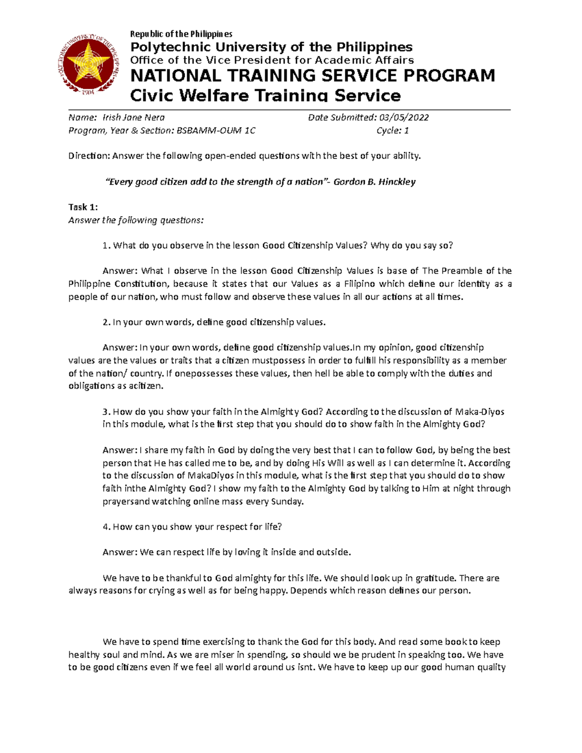 Module 2 Activity - This document give answers for all questions ...