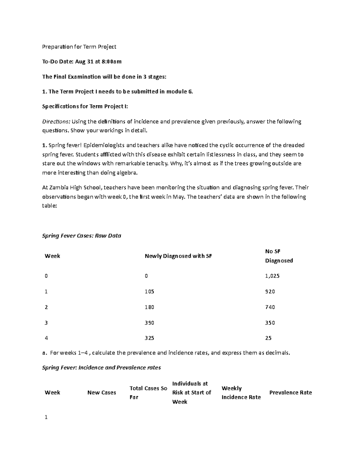 Preparation for Term Project - Specifications for Term Project I ...