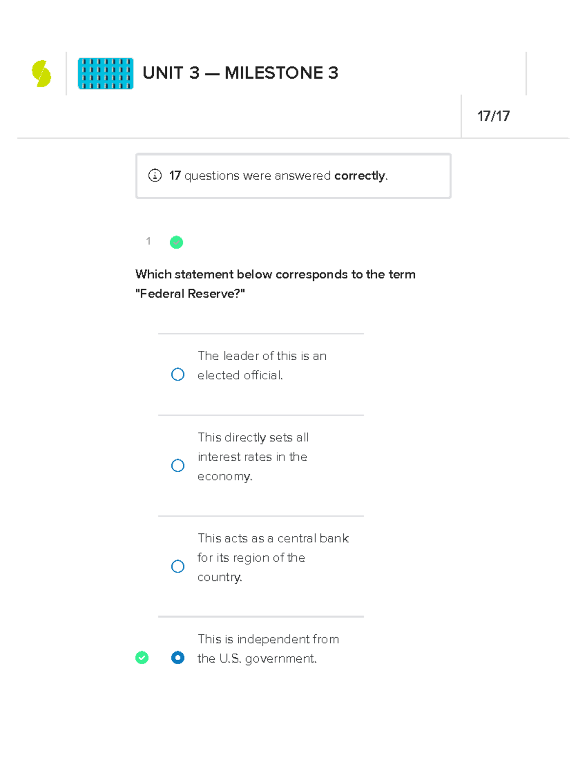 Macro Unit 3 Milestone 20 out of 20 - 1 17/17! that's 100% RETAKE " 17 ...