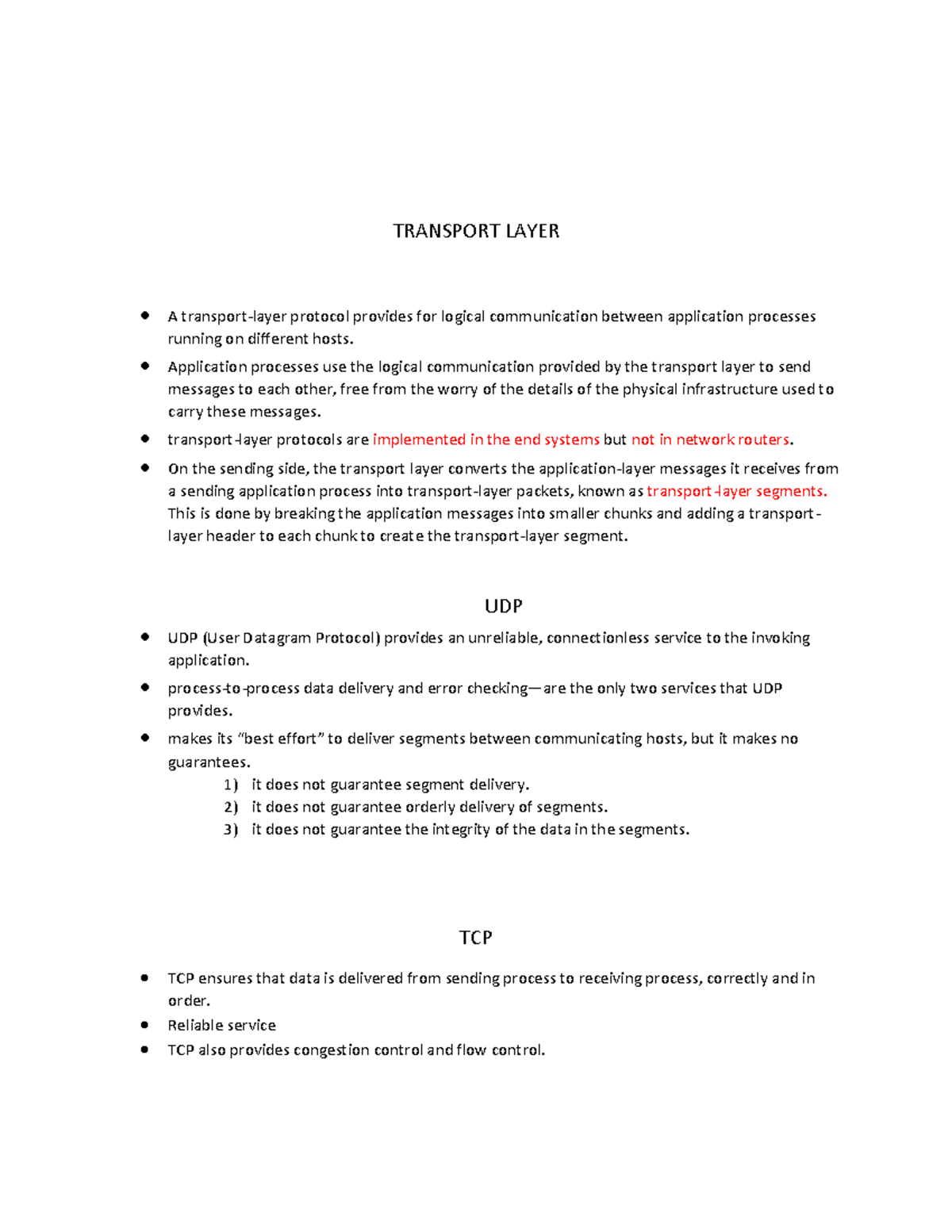 Tcp - TRANSPORT LAYER A transport-layer protocol provides for logical ...