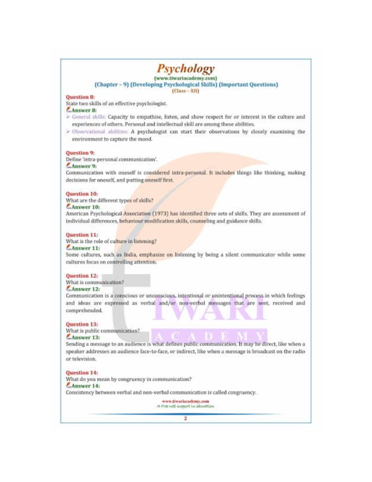 Child psychology question and answers - Psychology - Studocu