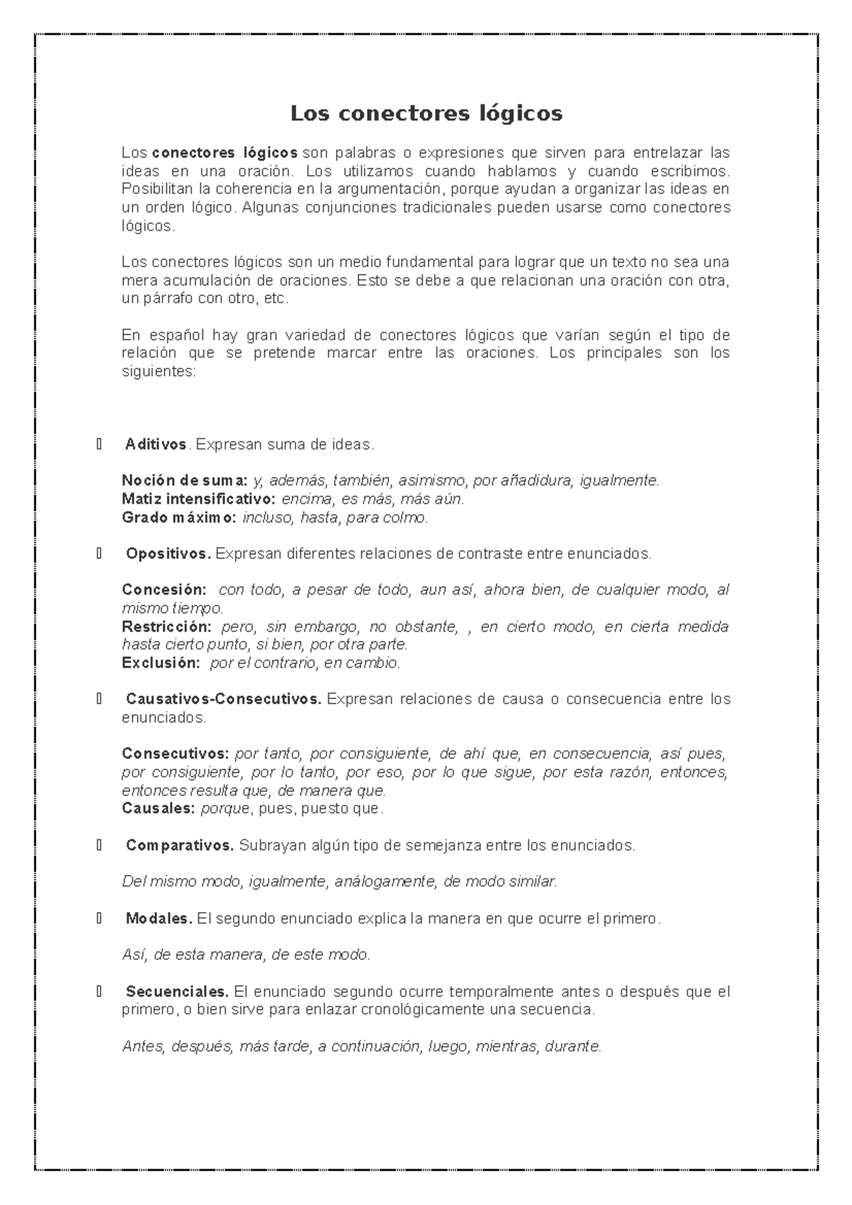 Los conectores logicos - Los conectores lógicos Los conectores lógicos ...